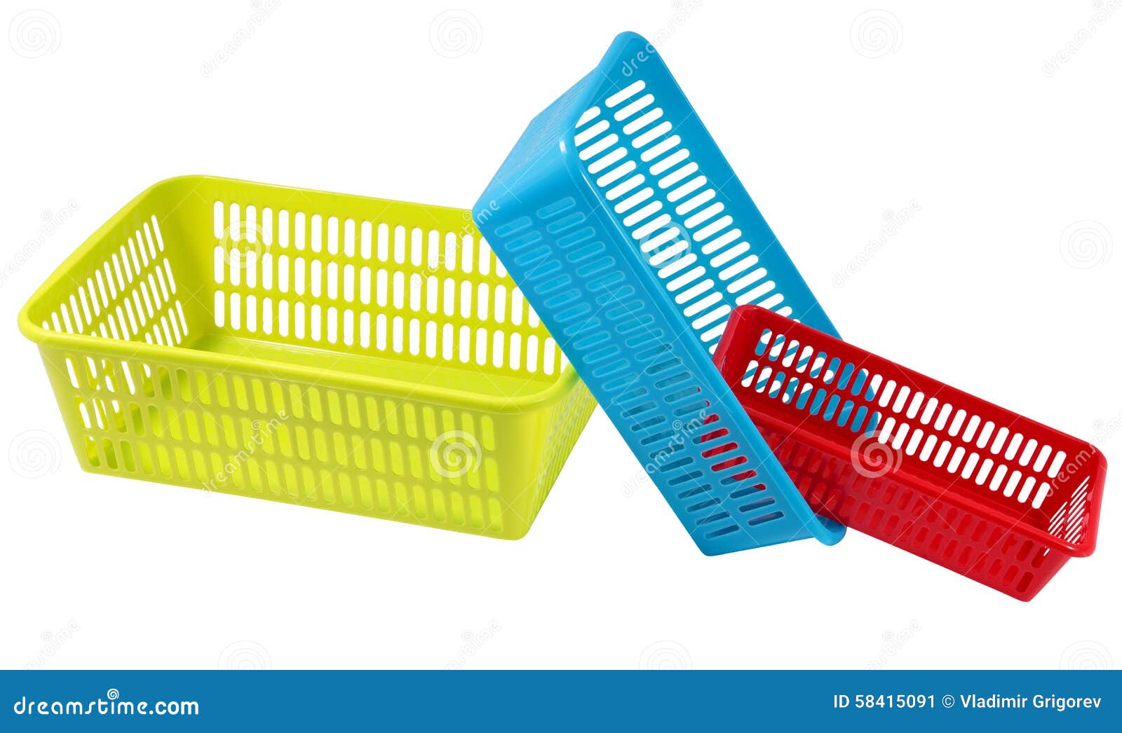 Three Colored Plastic Containers for Household Storage Stock Image ...