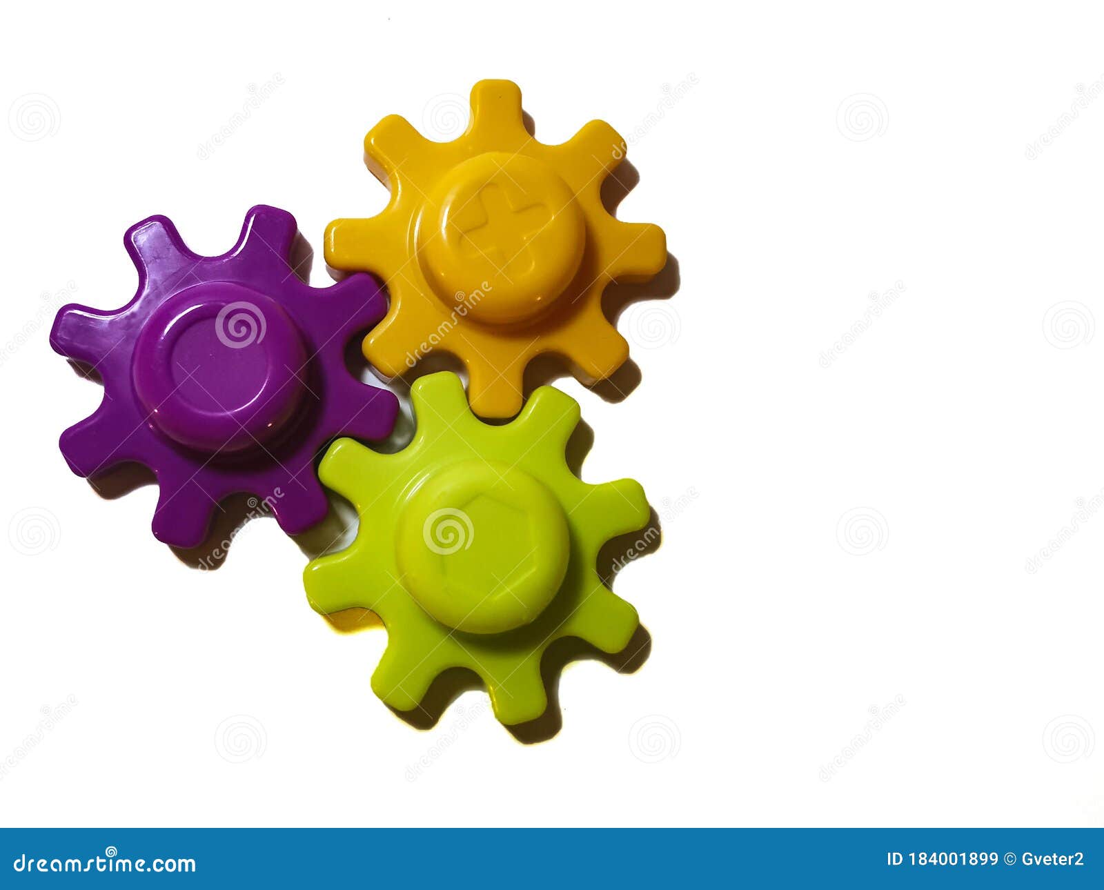 Three Colored Plastic Gears Isolated on a White Background Stock Image ...