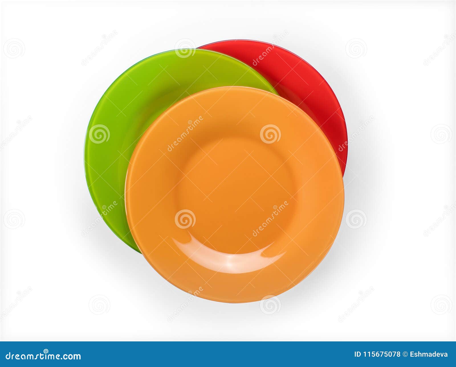 Colored Plates Stack Top View Isolated with Clipping Path Stock Photo ...