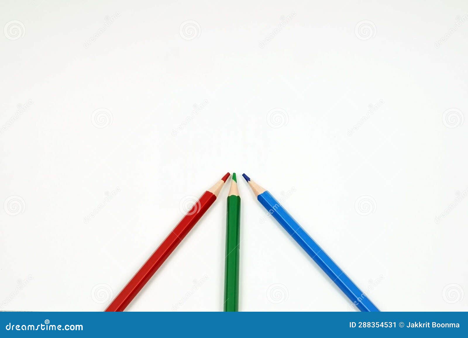 A Three Colored Red Green Blue Pencils Isolated on White Background ...