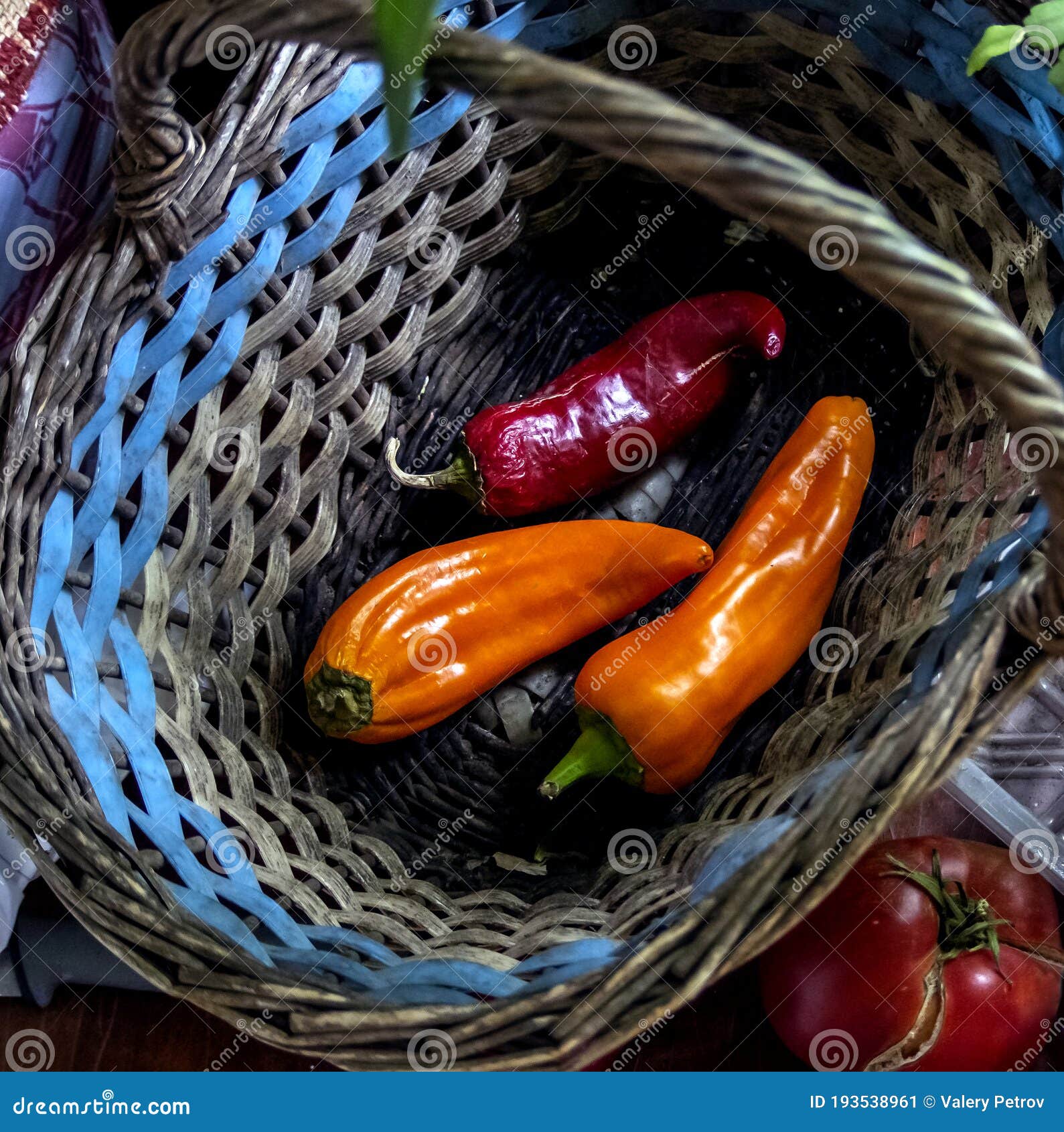 Three Ripe Peppers are in the Basket Stock Image - Image of peppers ...