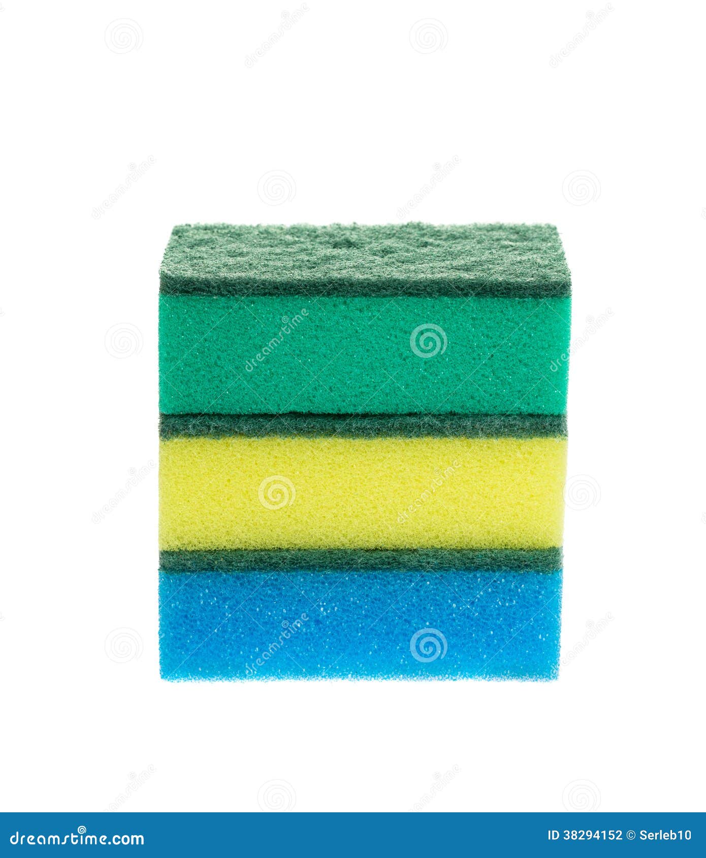 Three Colored Sponges for Dishwashing. Isolated Stock Photo - Image of ...