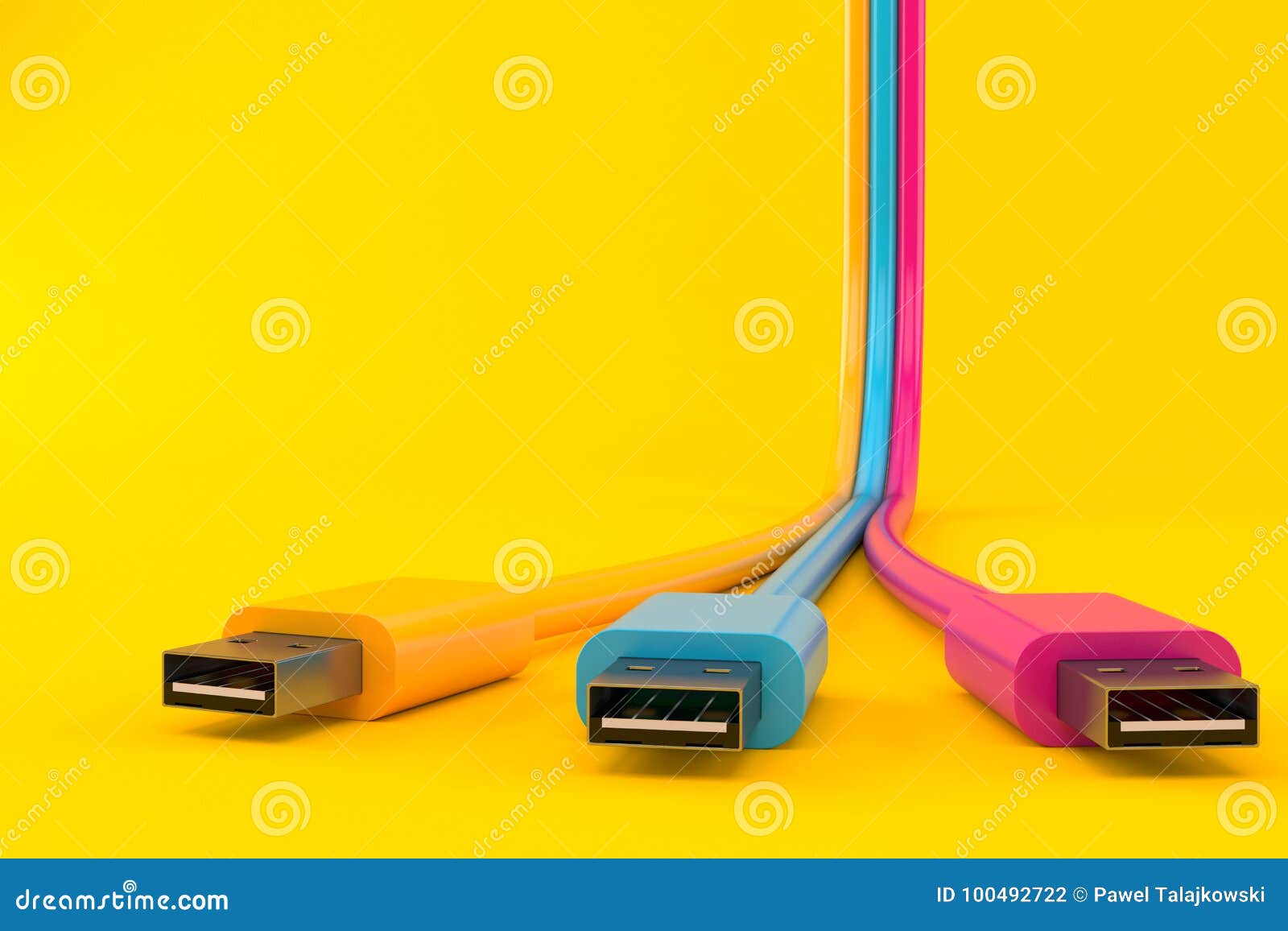 Three colored USB cables stock illustration. Illustration of ...