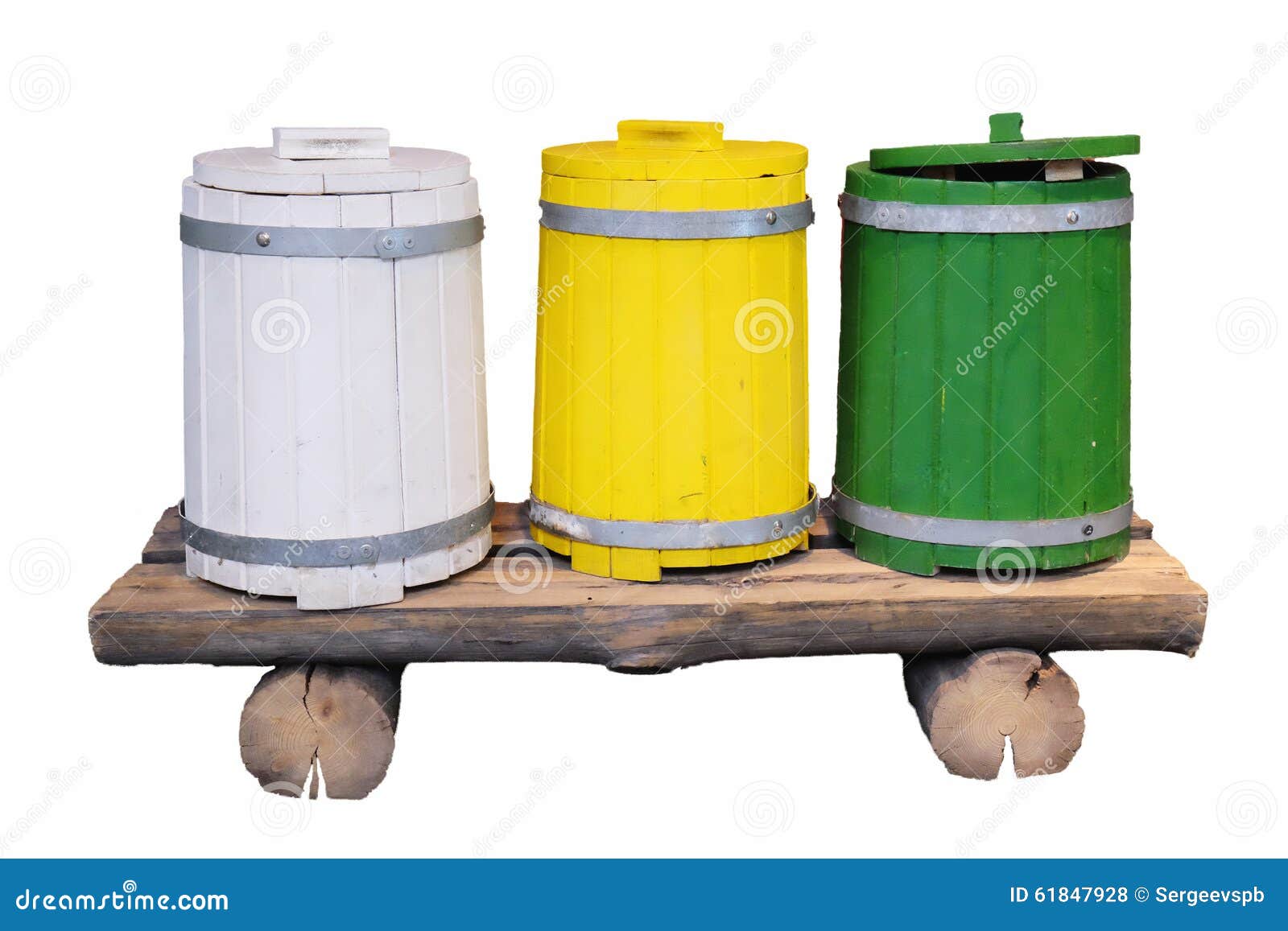 Three Colored Wooden Barrels Stock Photo - Image of home, household ...