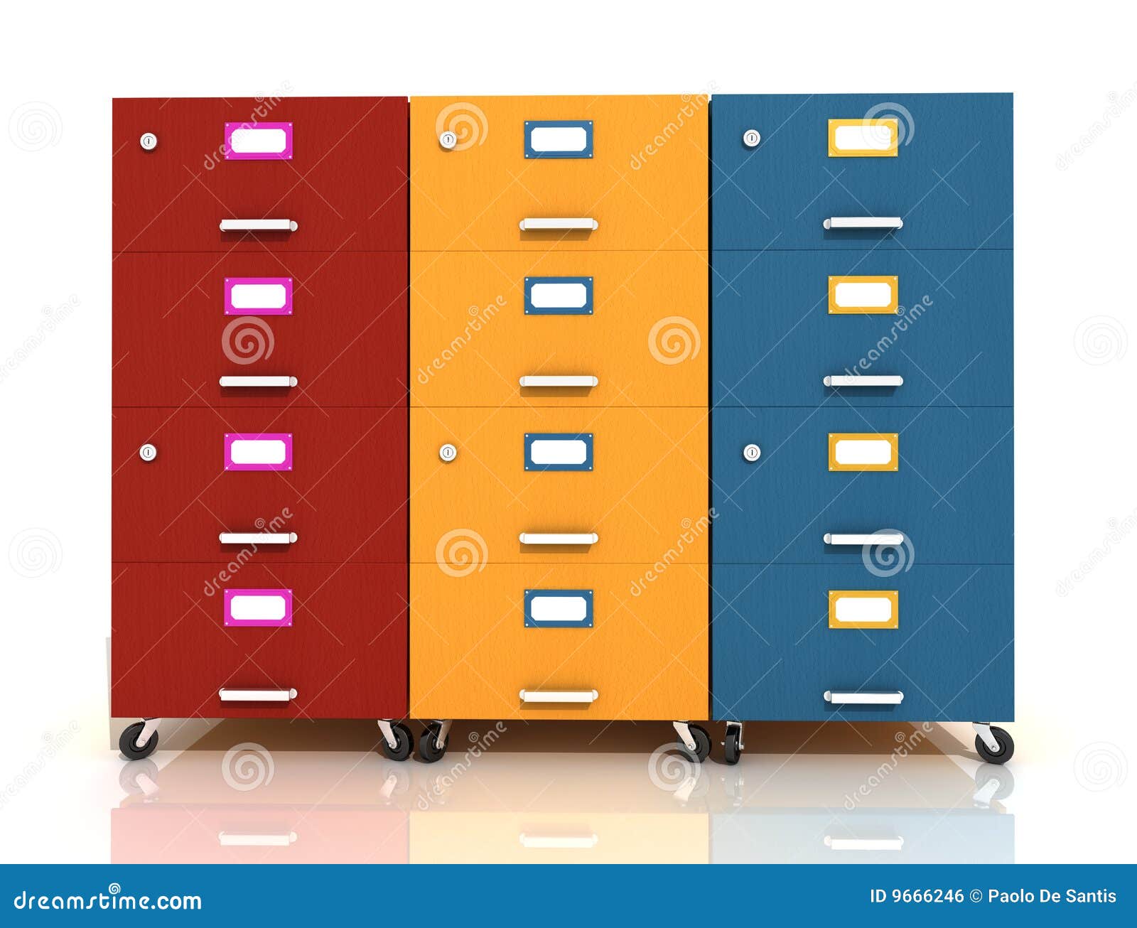 Three Colored Wooden File Drawer Stock Illustration - Illustration of ...