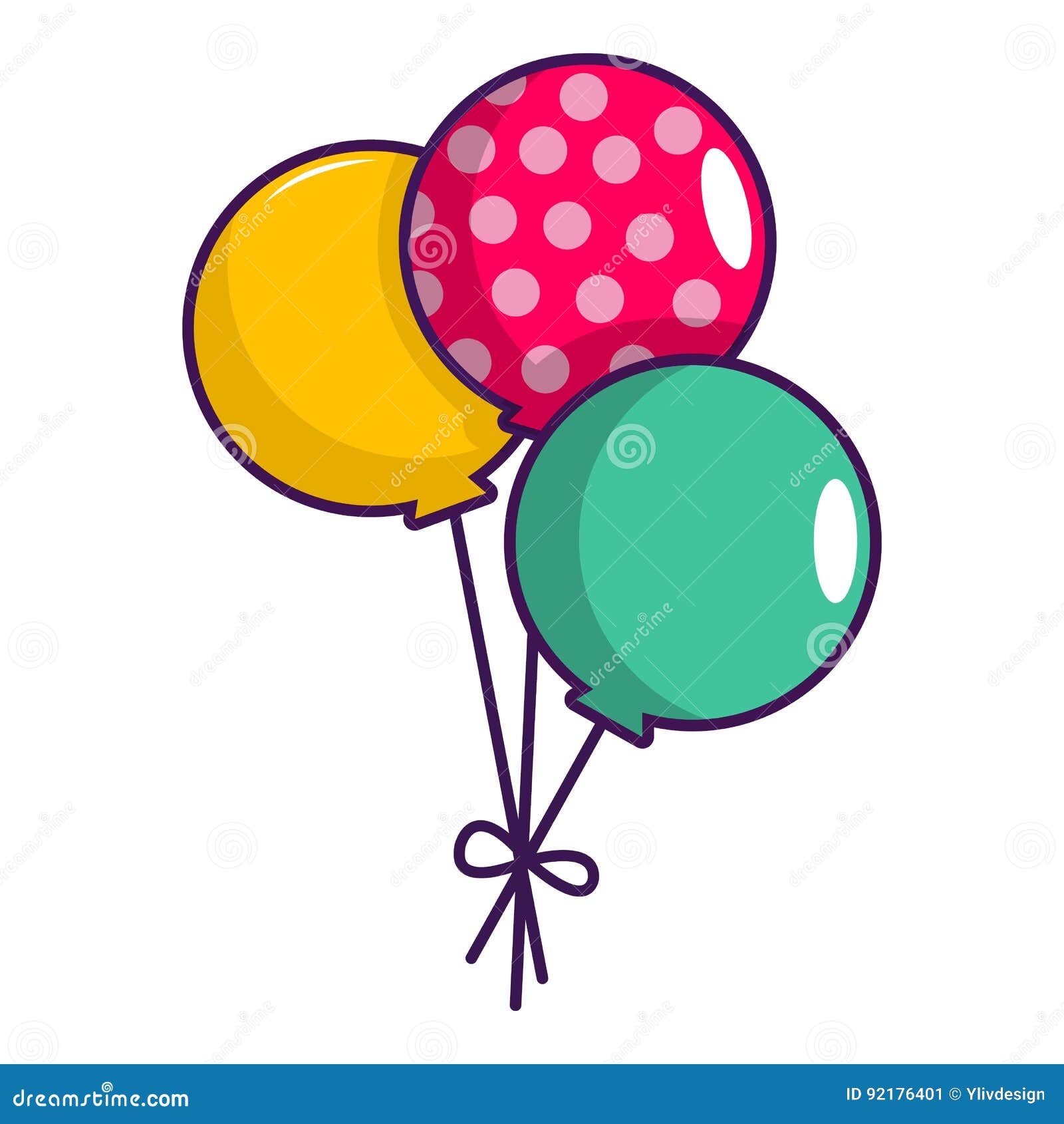 Three Colorful Balloons Icon, Cartoon Style Stock Vector - Illustration ...