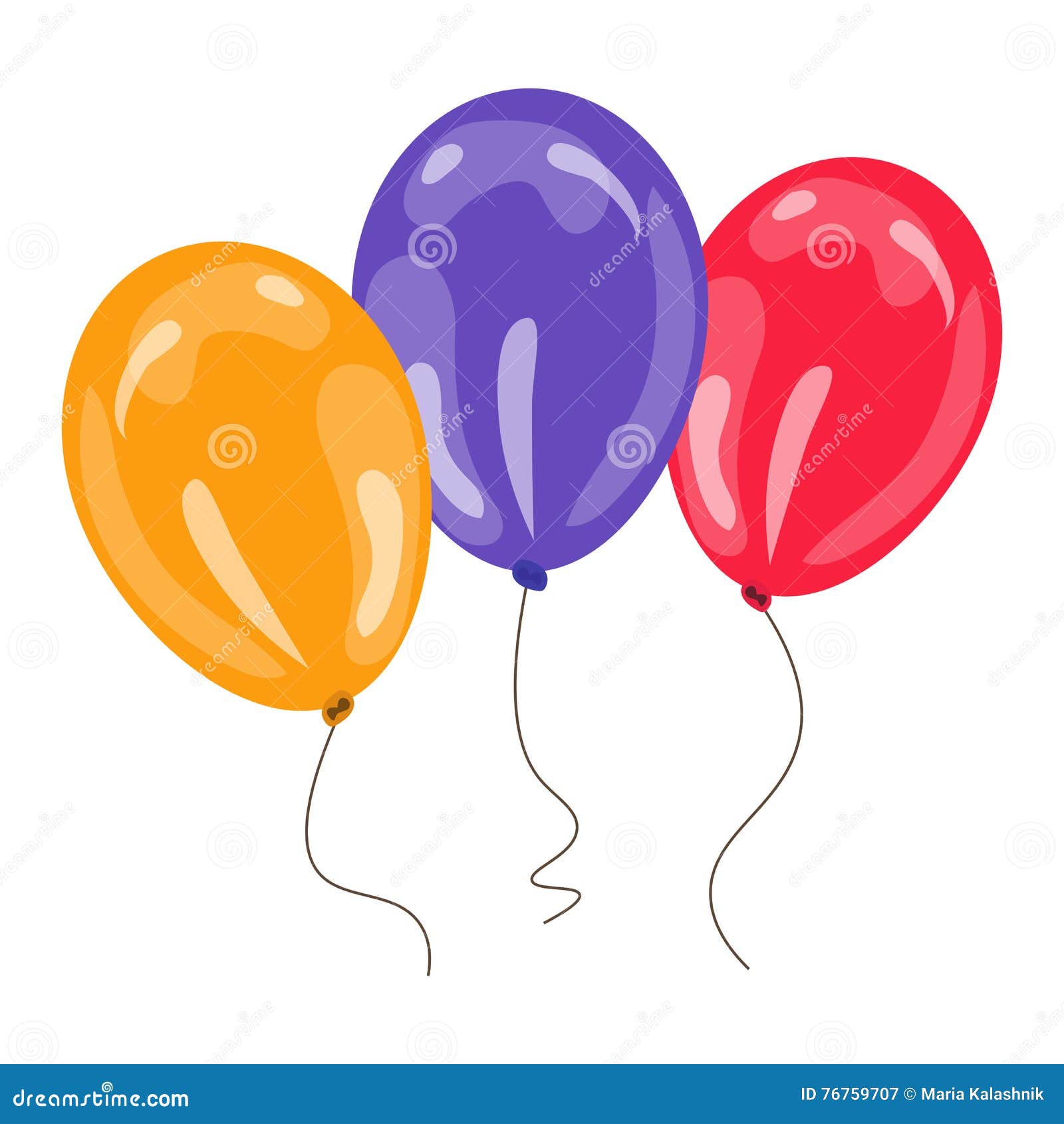 Three colorful balloons stock vector. Illustration of flying - 76759707