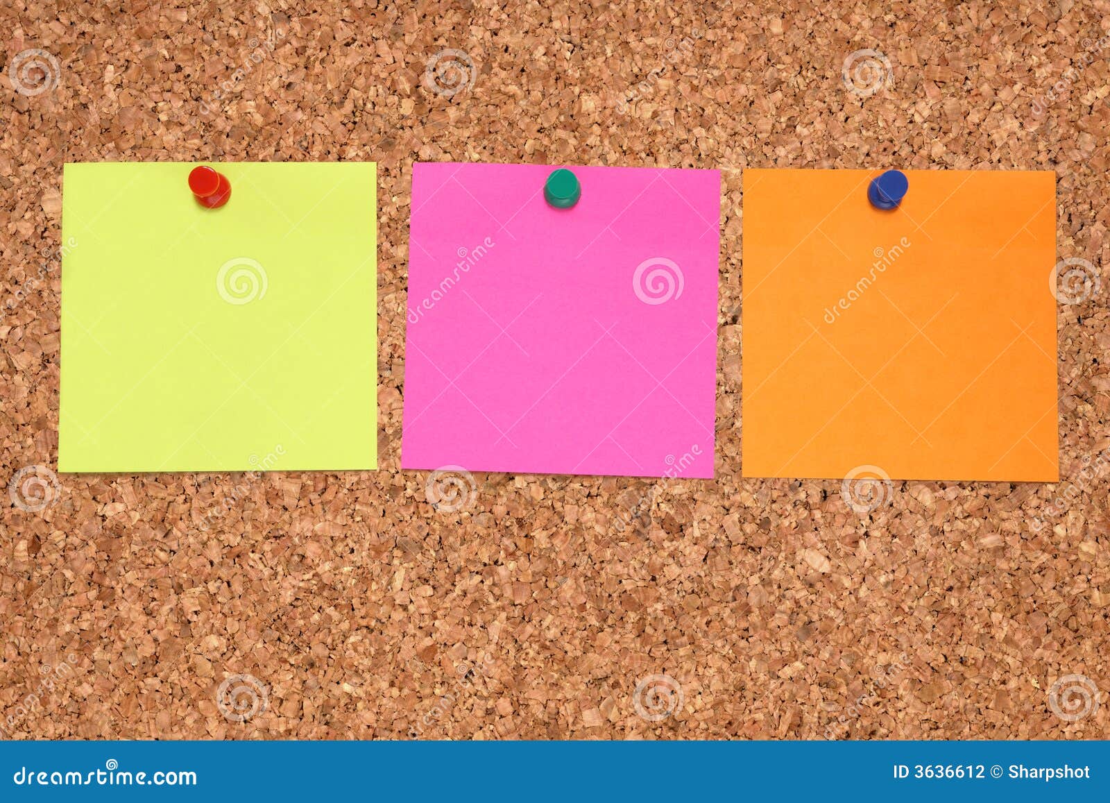 Three Colorful Blank Notes. Stock Photo - Image of green, memo: 3636612