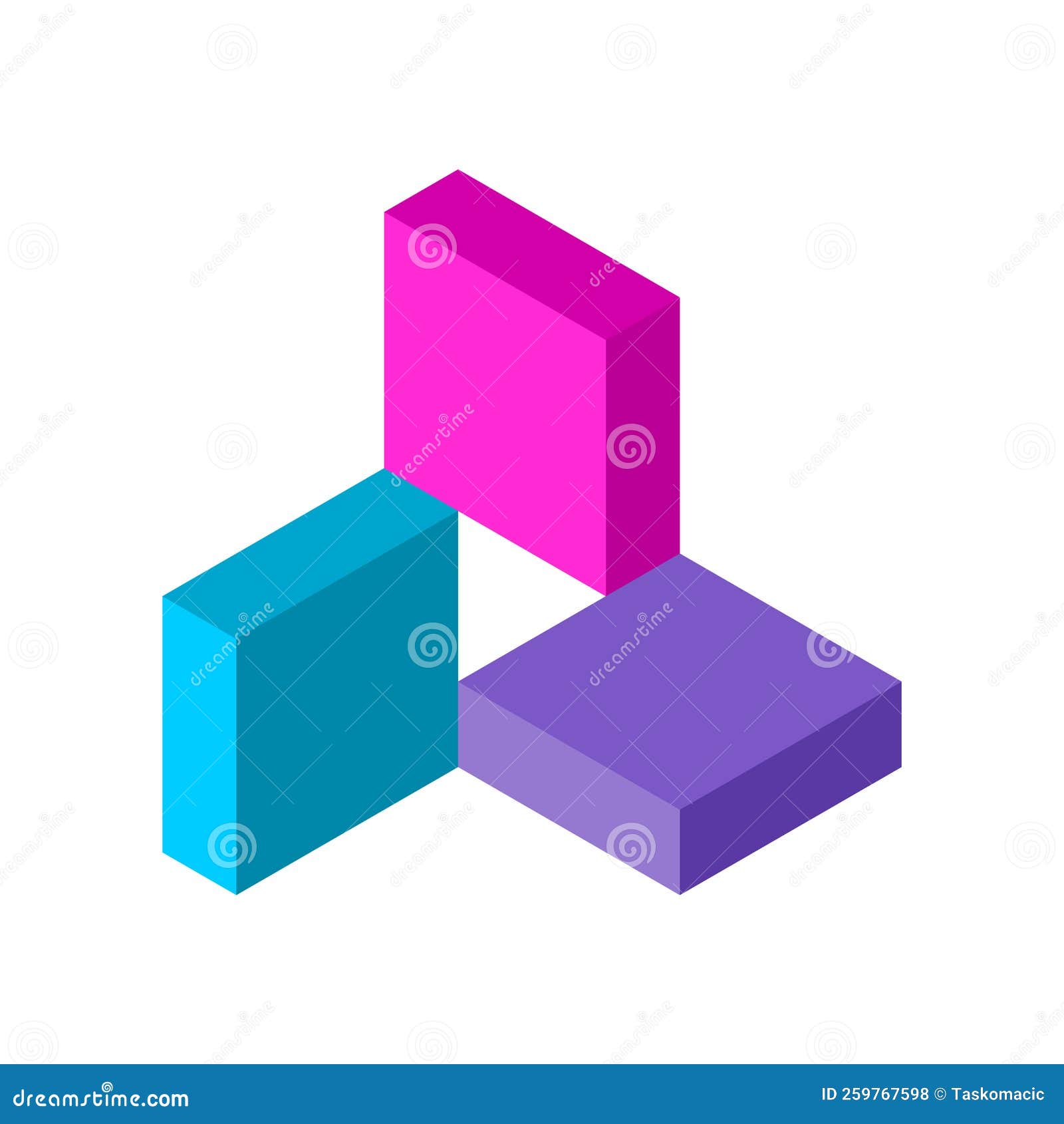 Three Colorful Blocks Around Triangle. Architecture, Building ...