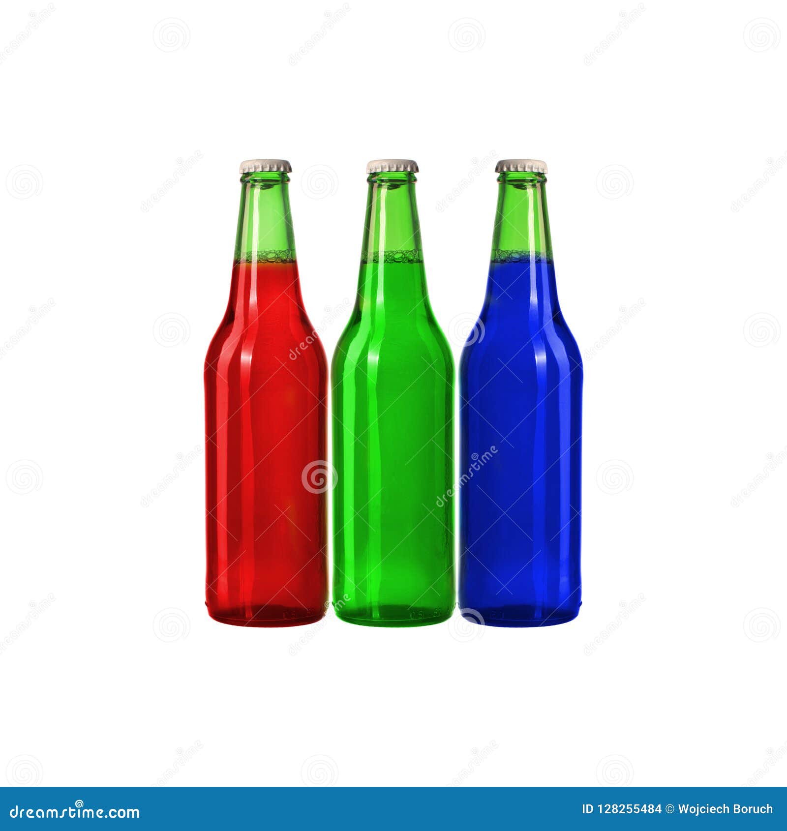 Three colorful bottles stock photo. Image of bottles - 128255484