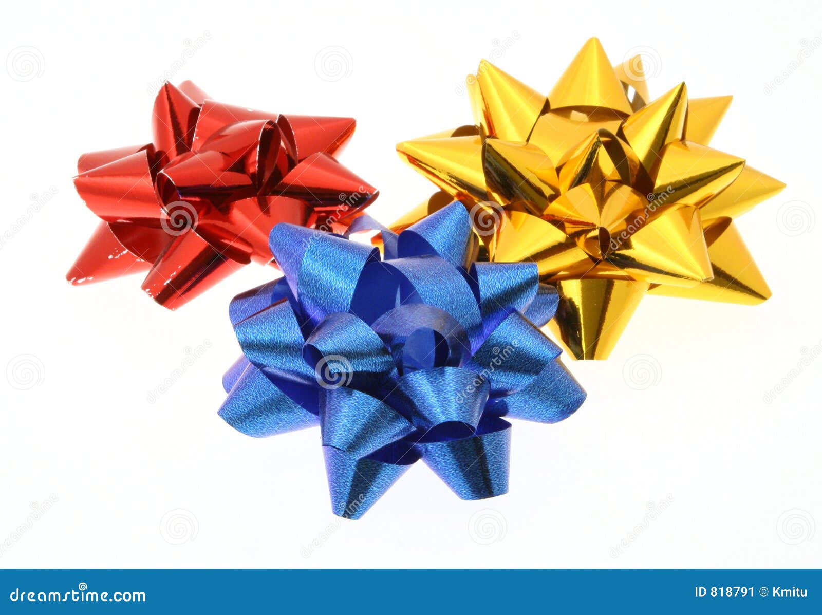Three Colorful Bows on White Background Stock Image - Image of gift ...