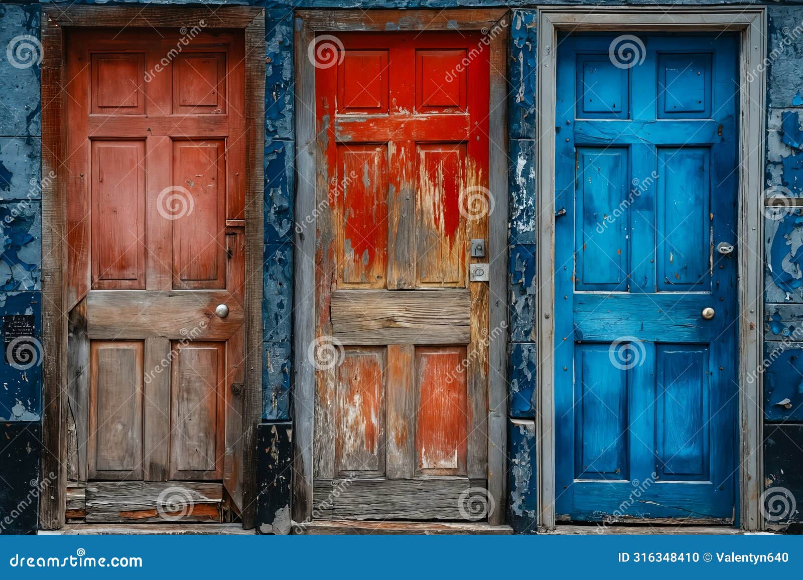 Three Colorful Doors in Row. Generative AI Stock Photo - Image of house ...