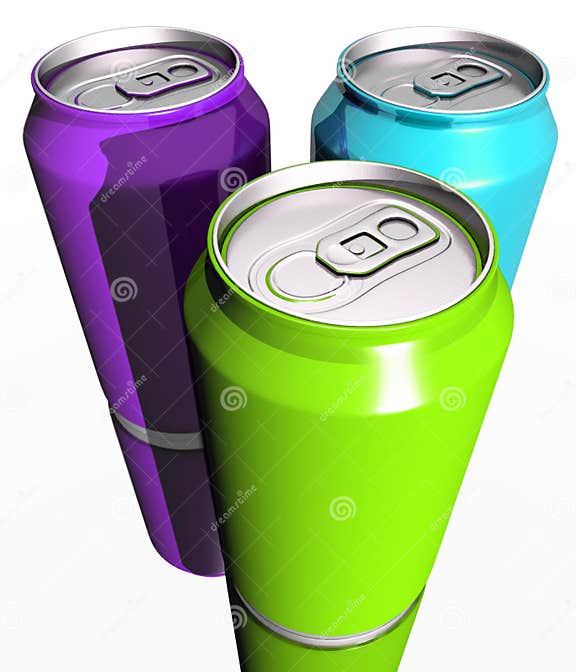 Three colorful drink cans stock illustration. Illustration of pull ...