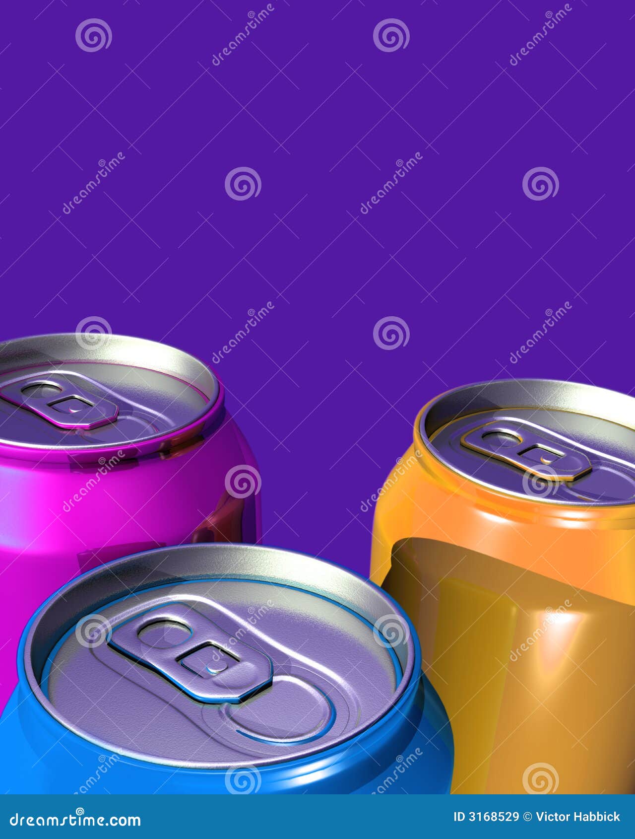 Three colorful drink cans stock illustration. Illustration of foil ...