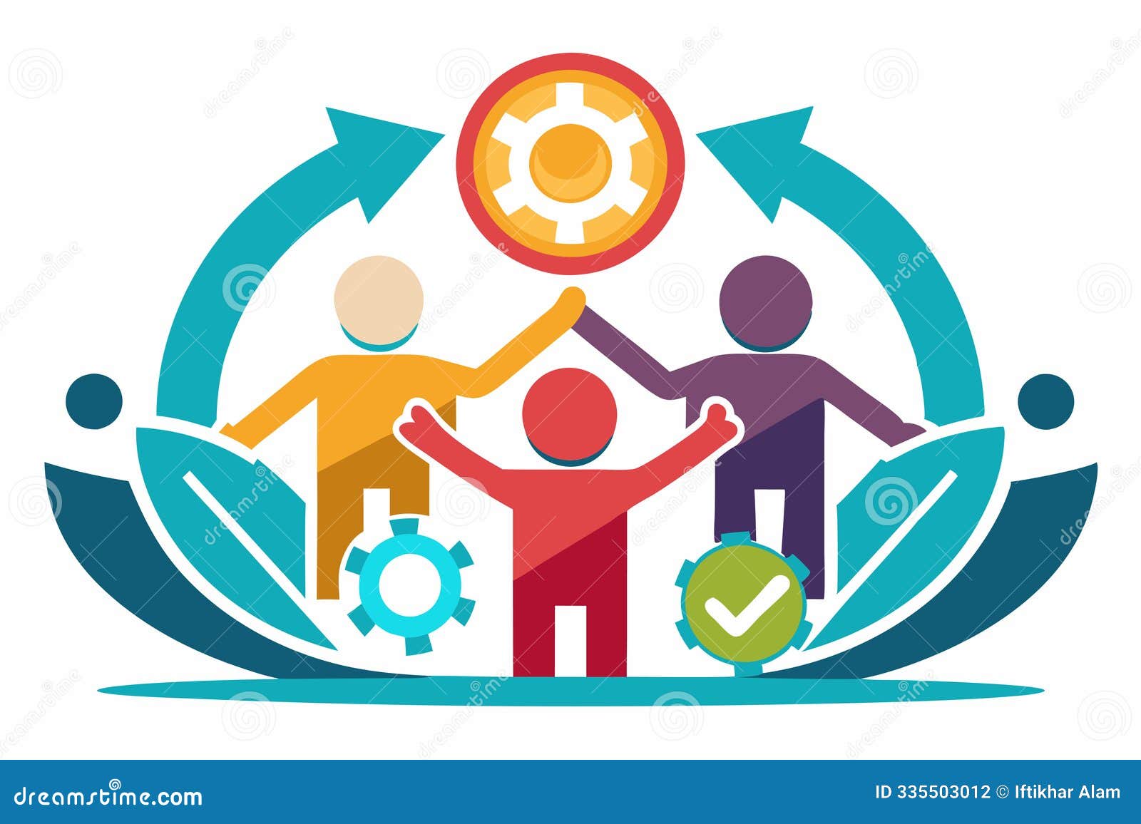 Three Colorful Figures Join Hands To Represent Teamwork and ...