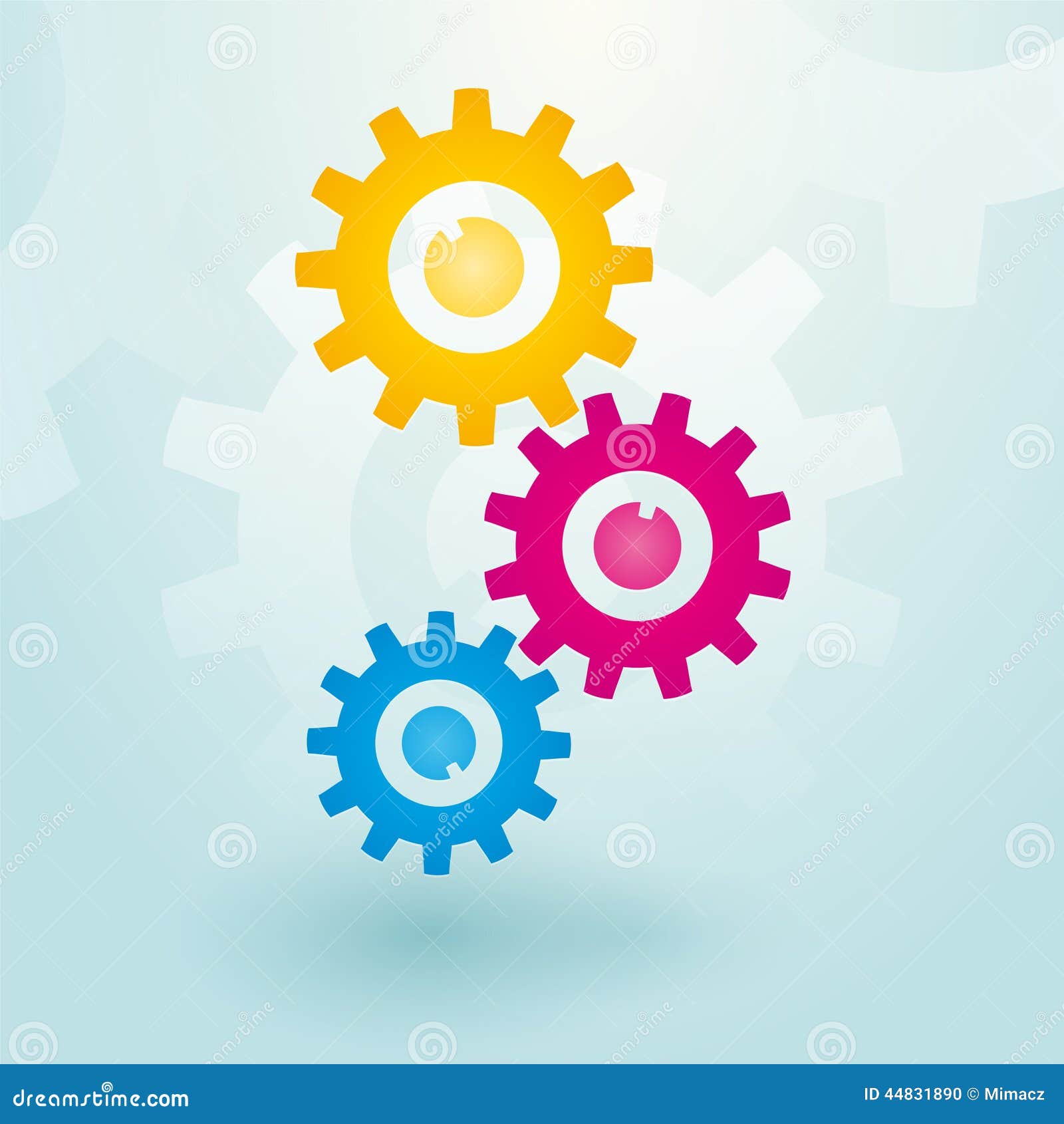 Colorful Gears Mechanism Abstract Tech Background Cartoon Vector ...