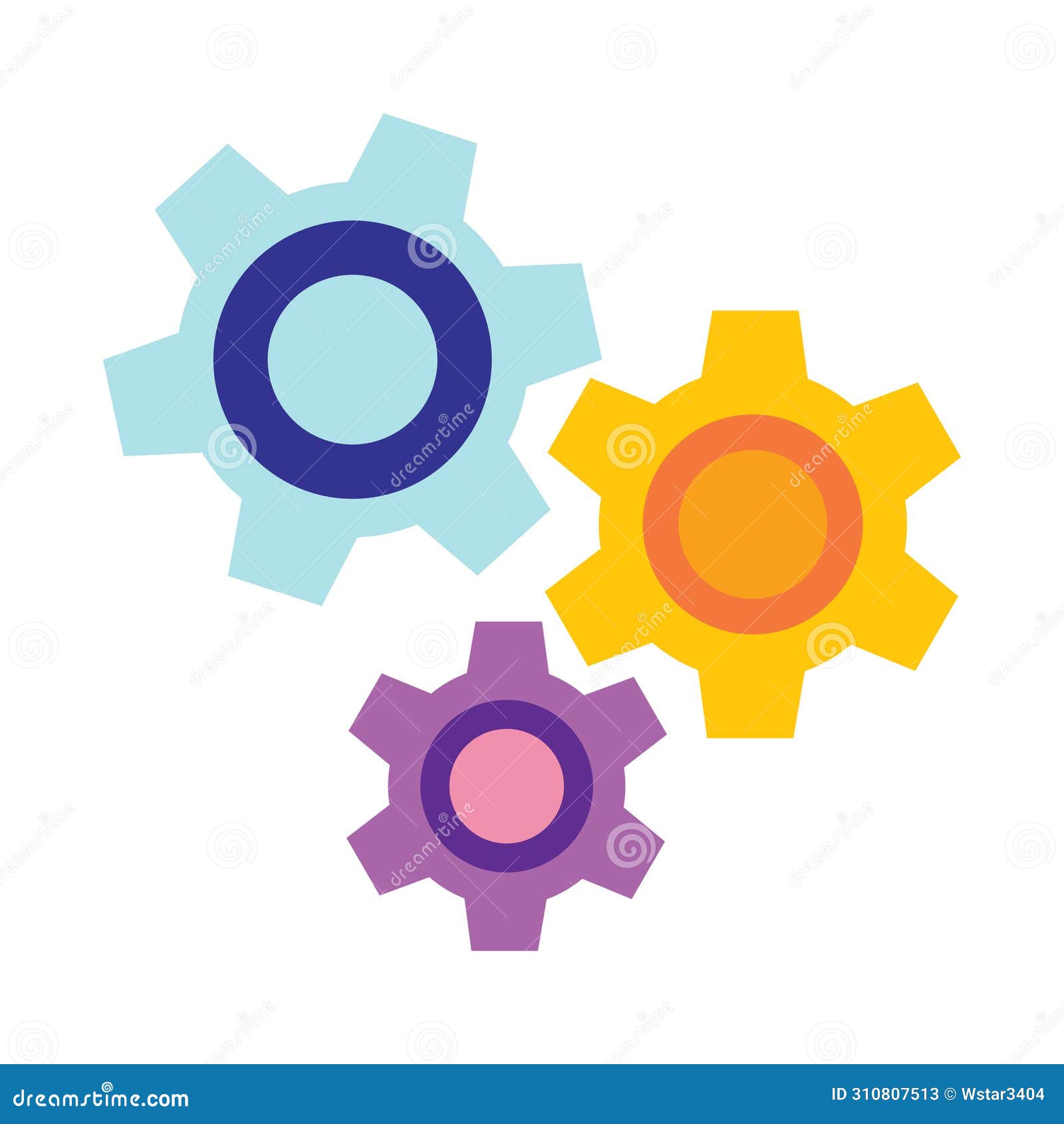 Three Colorful Gears Icon stock vector. Illustration of cycle - 310807513