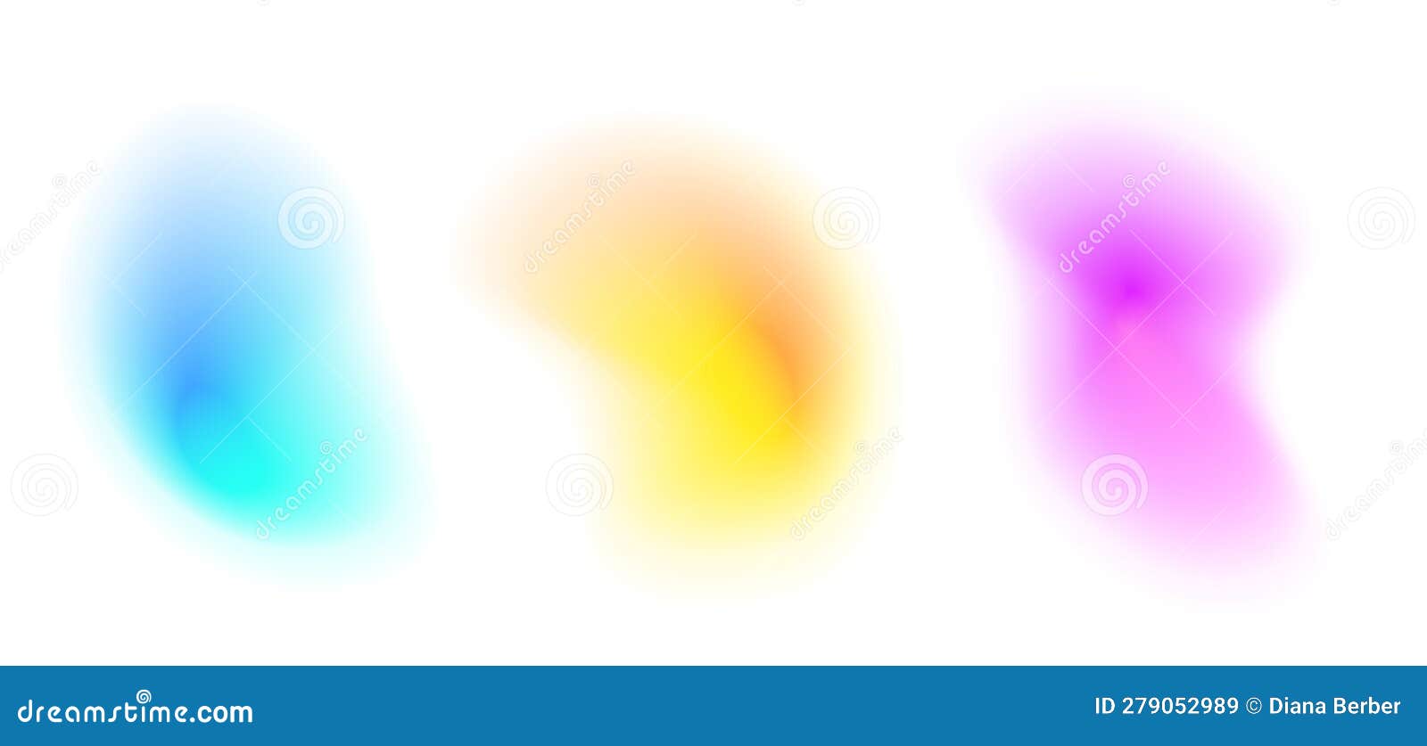 Three Colorful Gradient Blurs, Decorative Vector Transparent Bursts of ...
