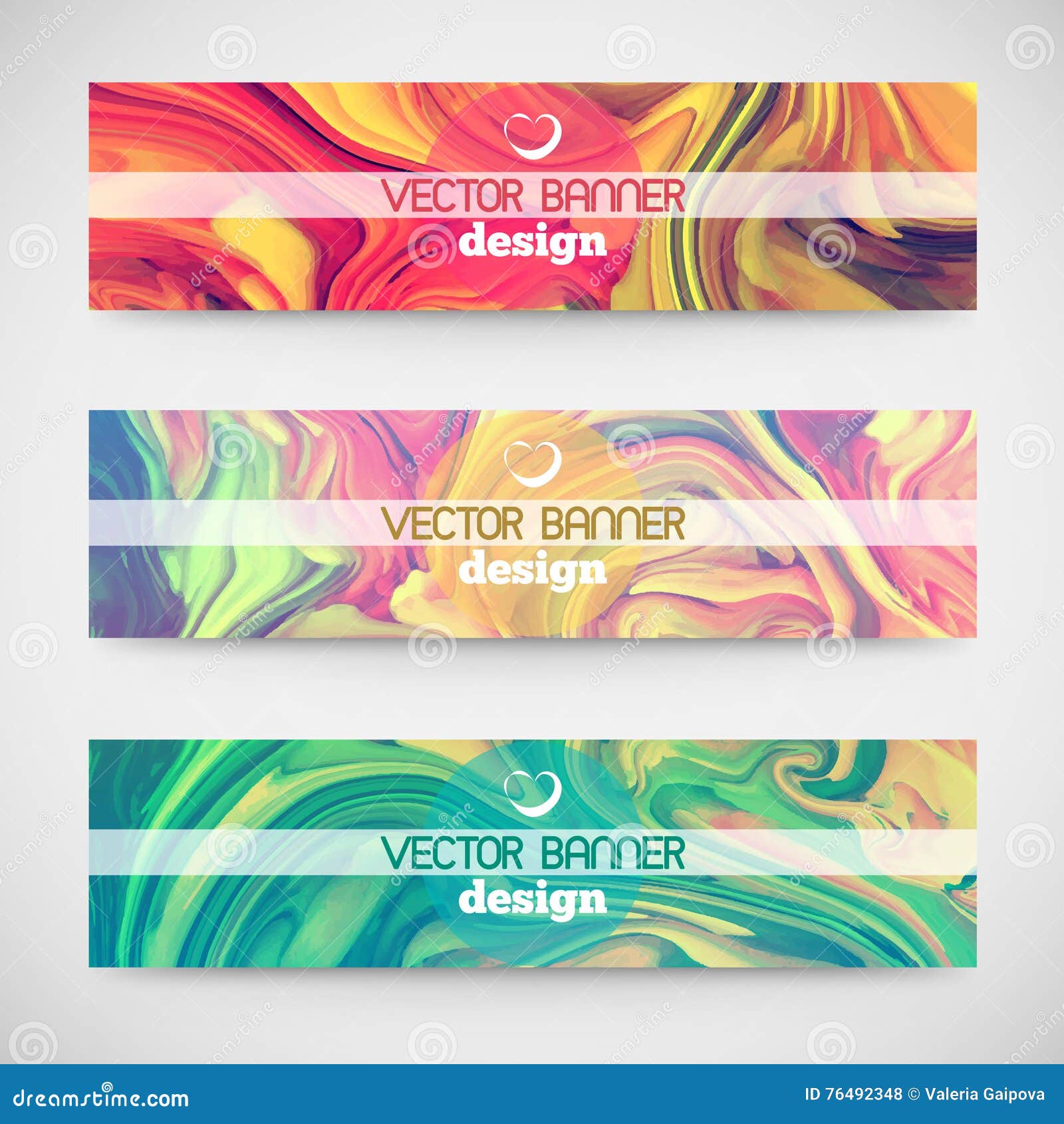 Three Colorful Horizontal Banners. Marble Texture. Stock Vector ...