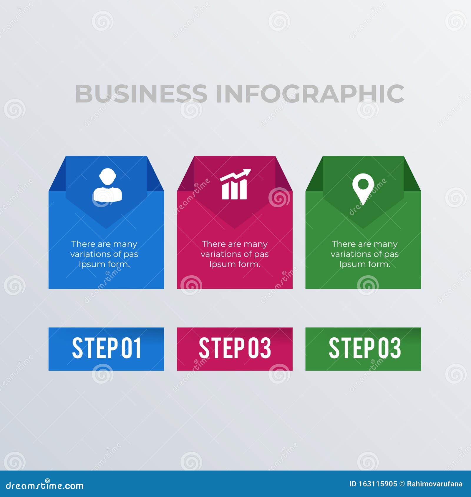 Three Colorful Infographic Template Design. Business Concept Infograph ...