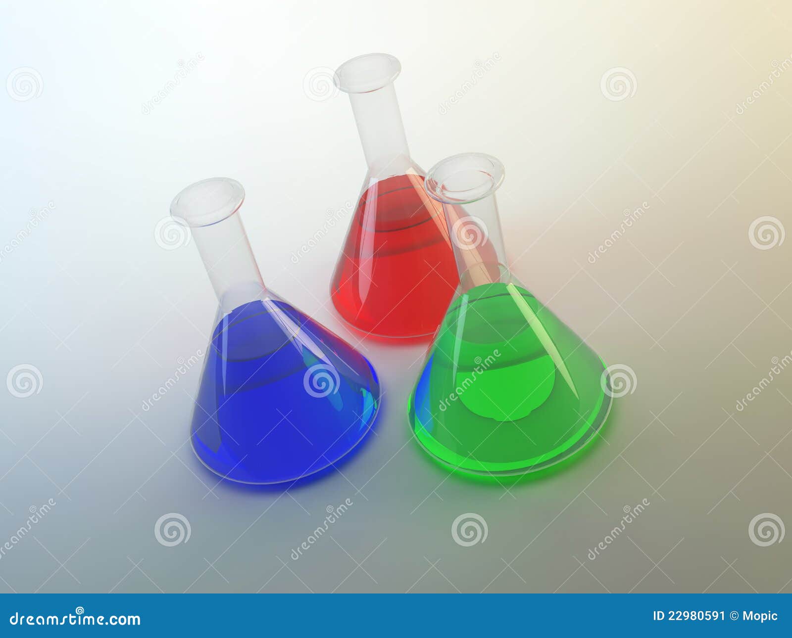 Three colorful lab flasks stock image. Image of glass - 22980591