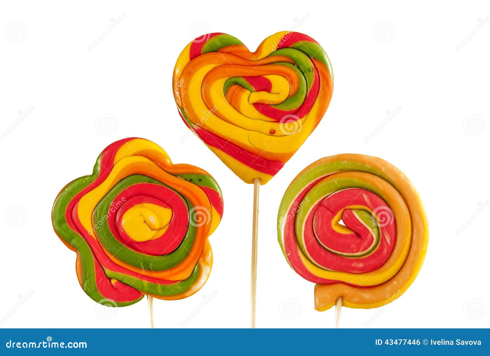 Three colorful lollipops stock photo. Image of delicious - 43477446