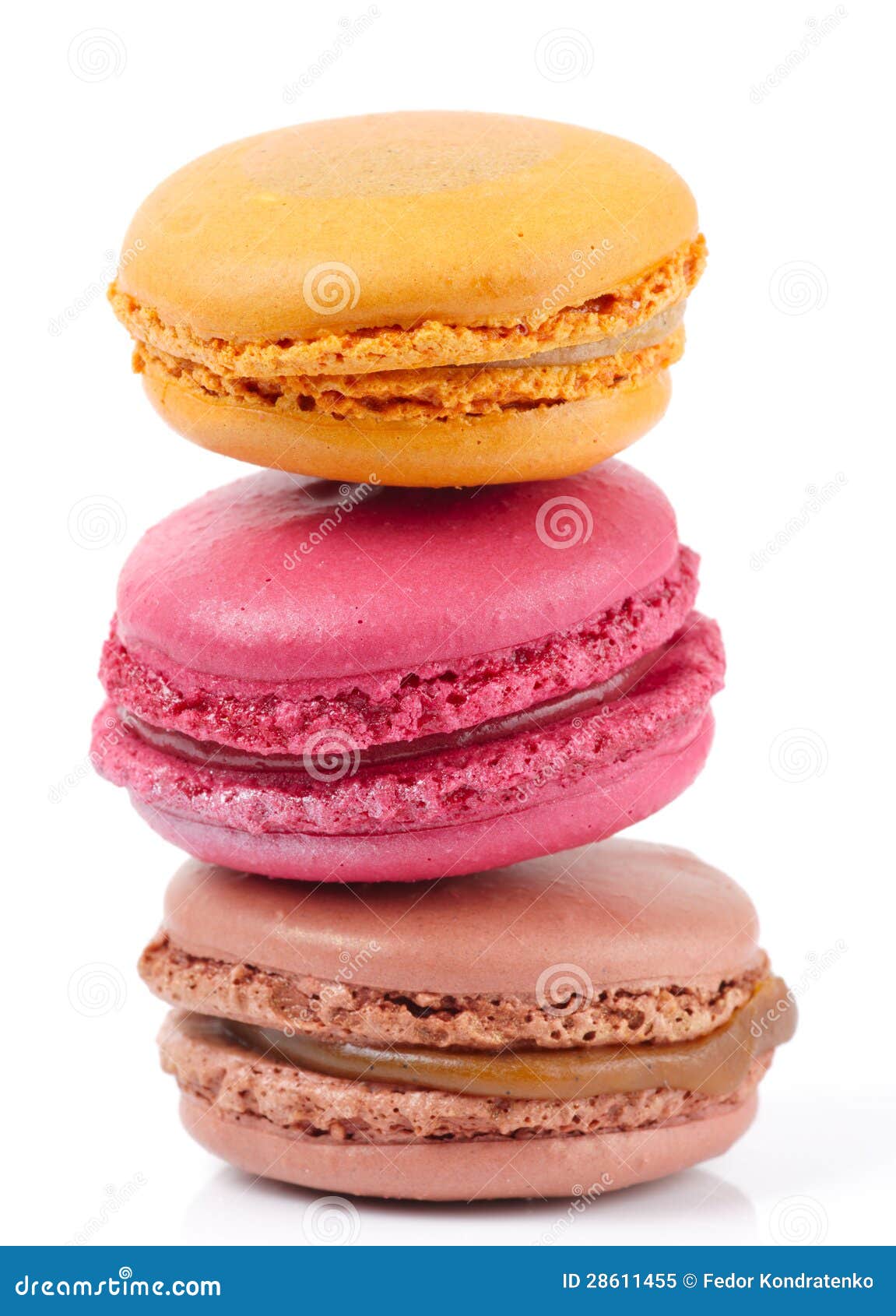 Three Colorful Macarons Isolated on White Stock Image - Image of bright ...