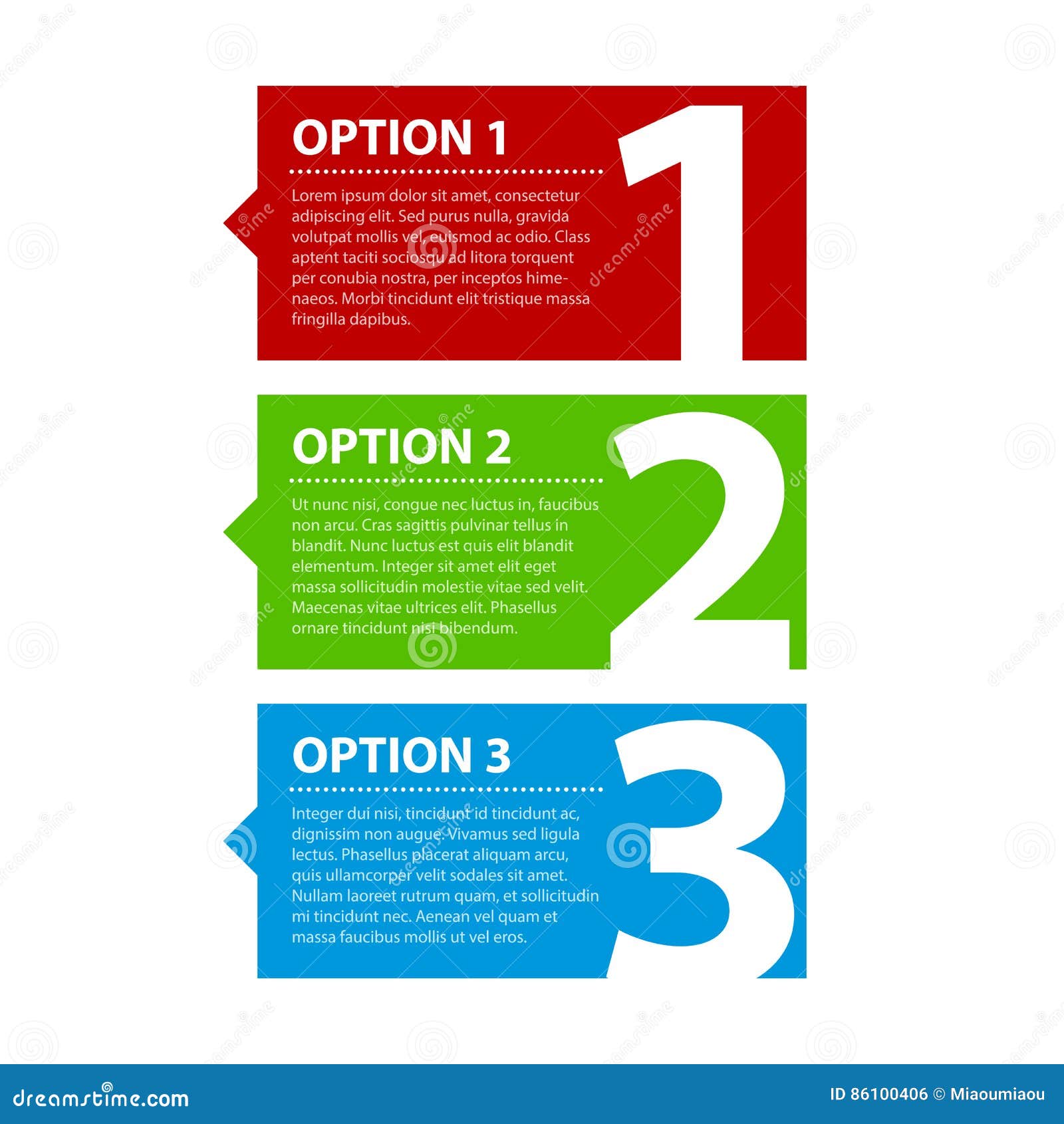 Three colorful options stock vector. Illustration of order - 86100406