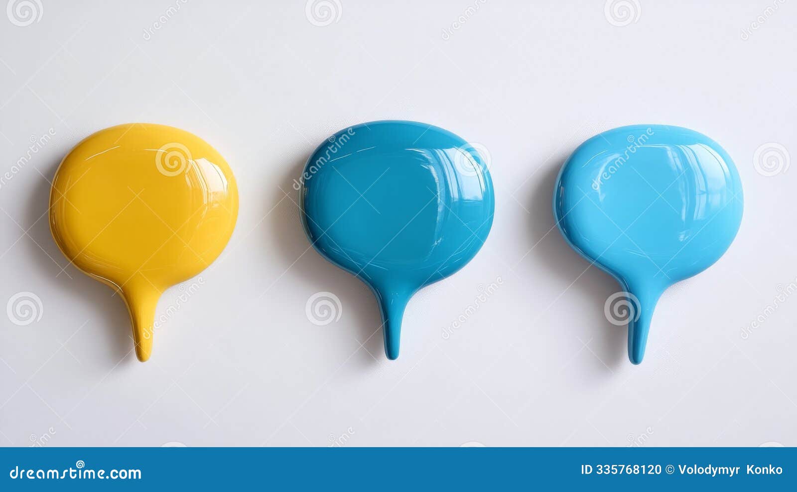Three Colorful Paint Blobs on White Background, Abstract Art Concept ...