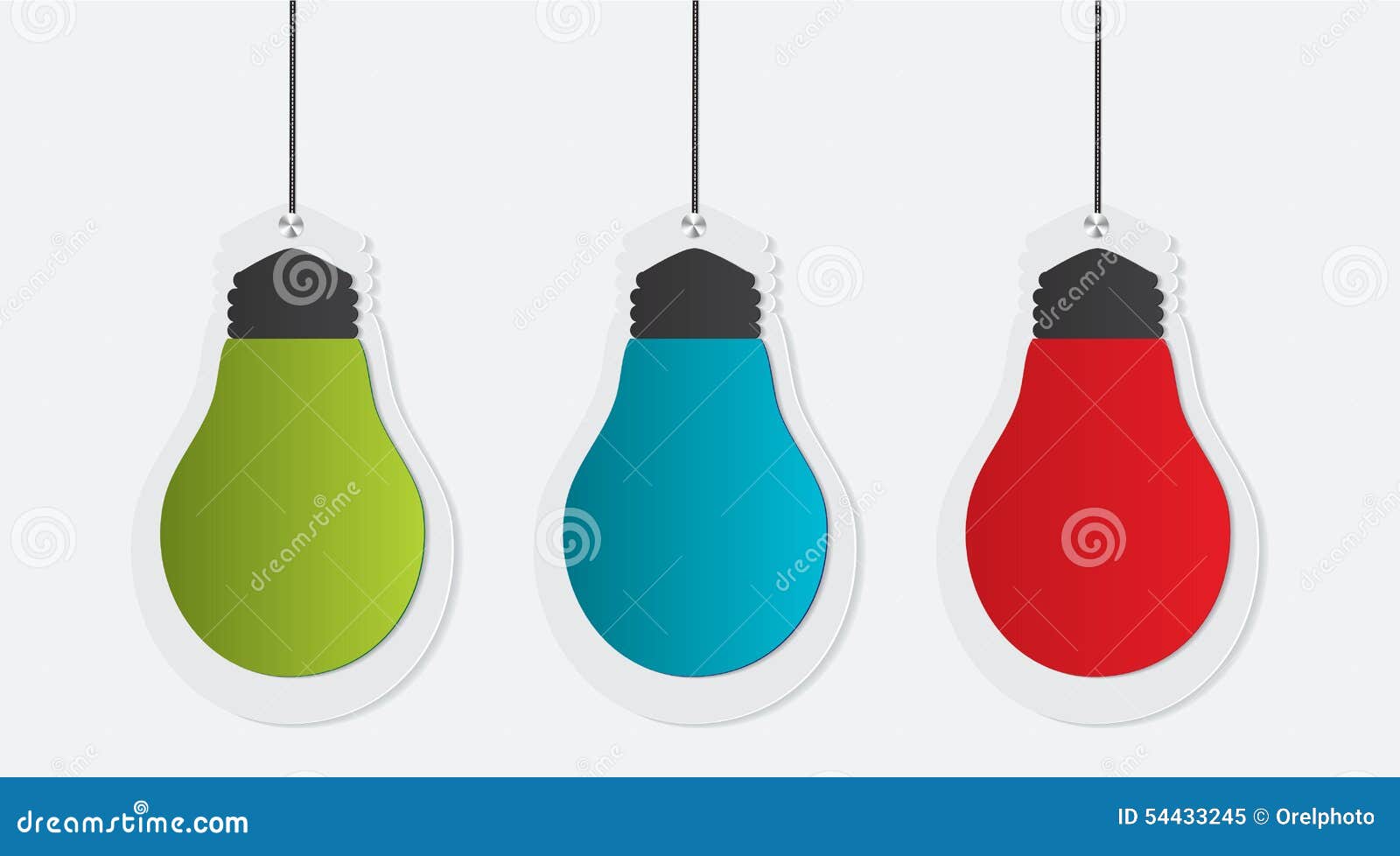 Three colorful paper bulbs stock vector. Illustration of banner - 54433245