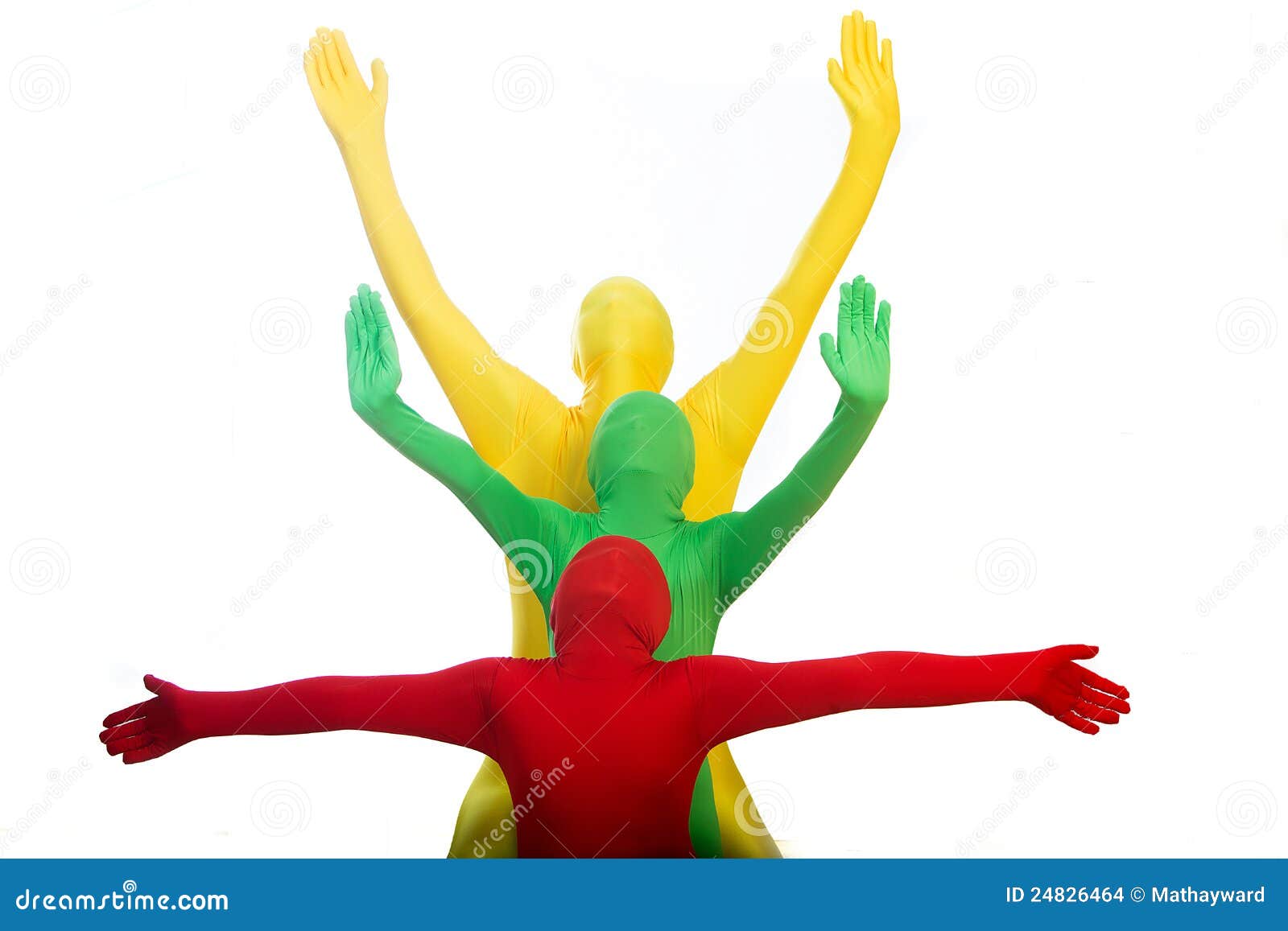 Three Colorful People with Arms Outstretched Stock Photo - Image of ...