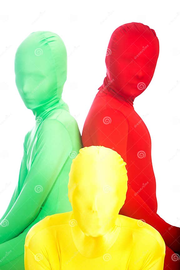 Three Colorful People in Disguise Stock Photo - Image of children ...