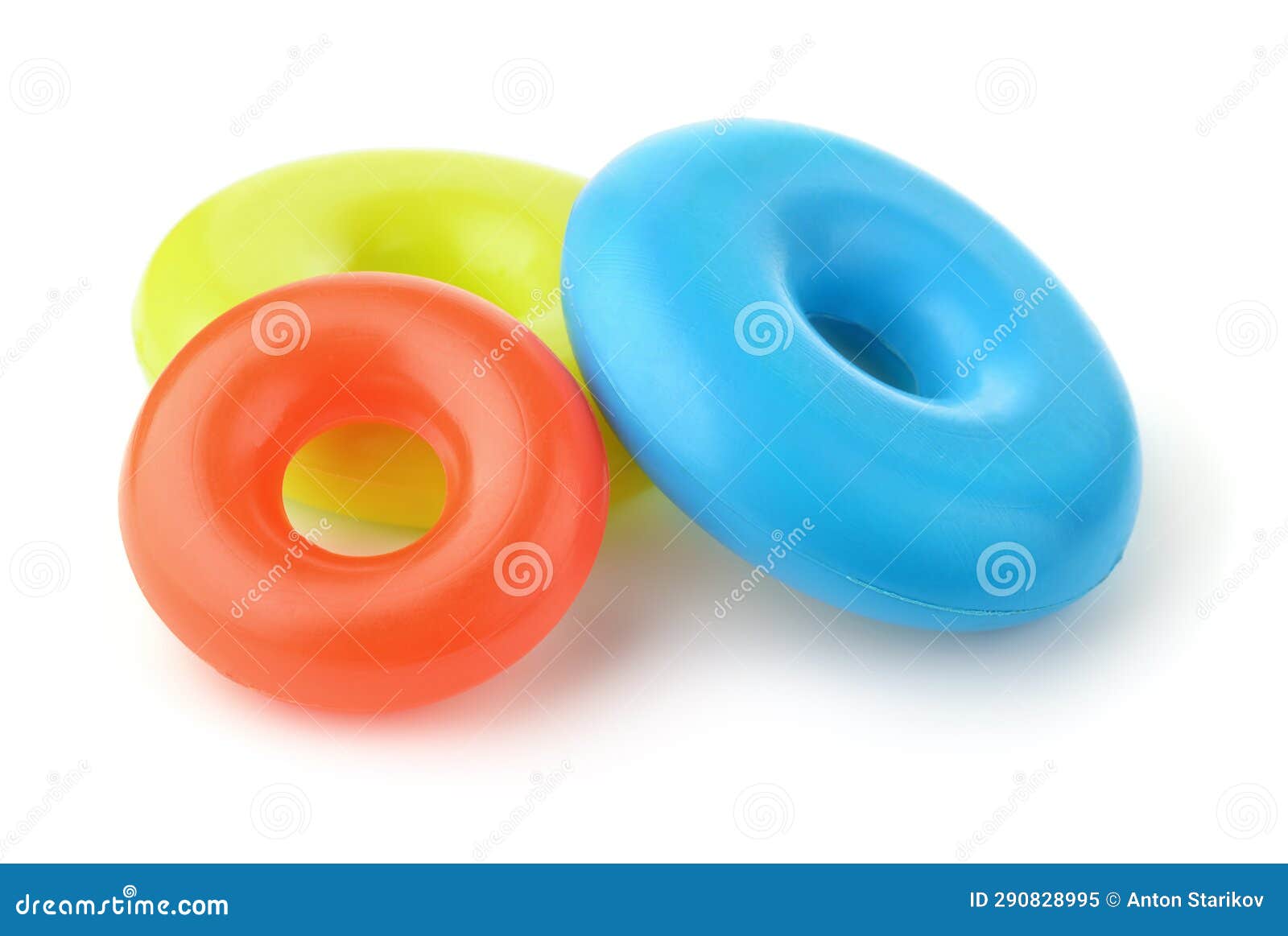 Three Colorful Plastic Toy Rings Stock Image - Image of education ...