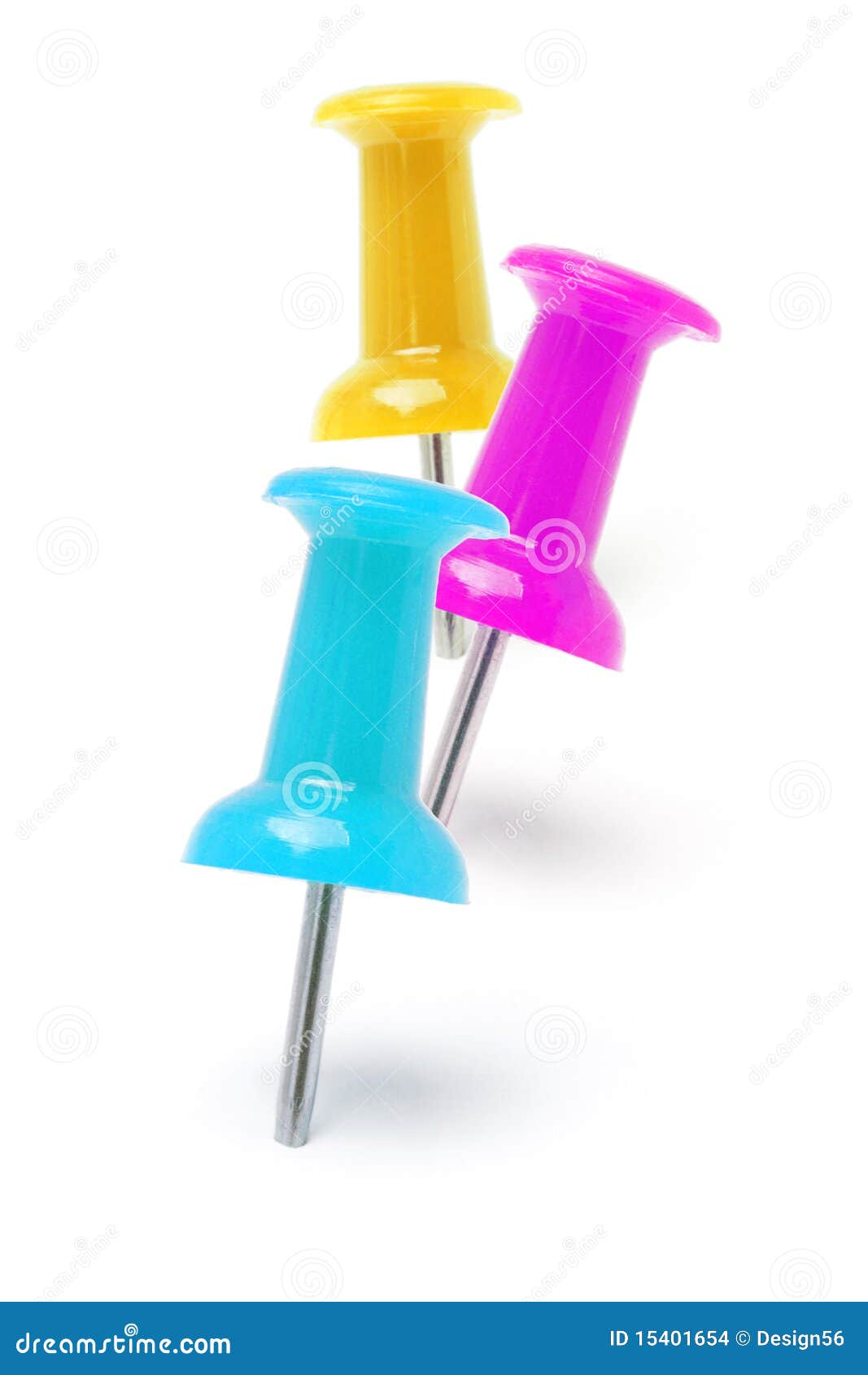 Three colorful push pins stock photo. Image of object - 15401654