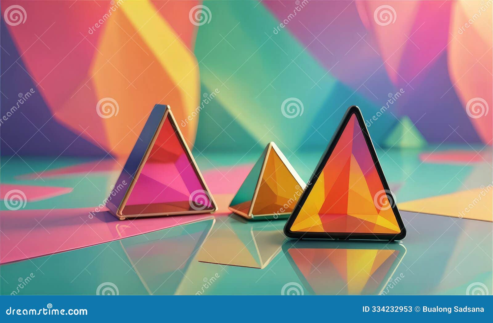 Three Colorful Pyramids on Background Stock Illustration - Illustration ...
