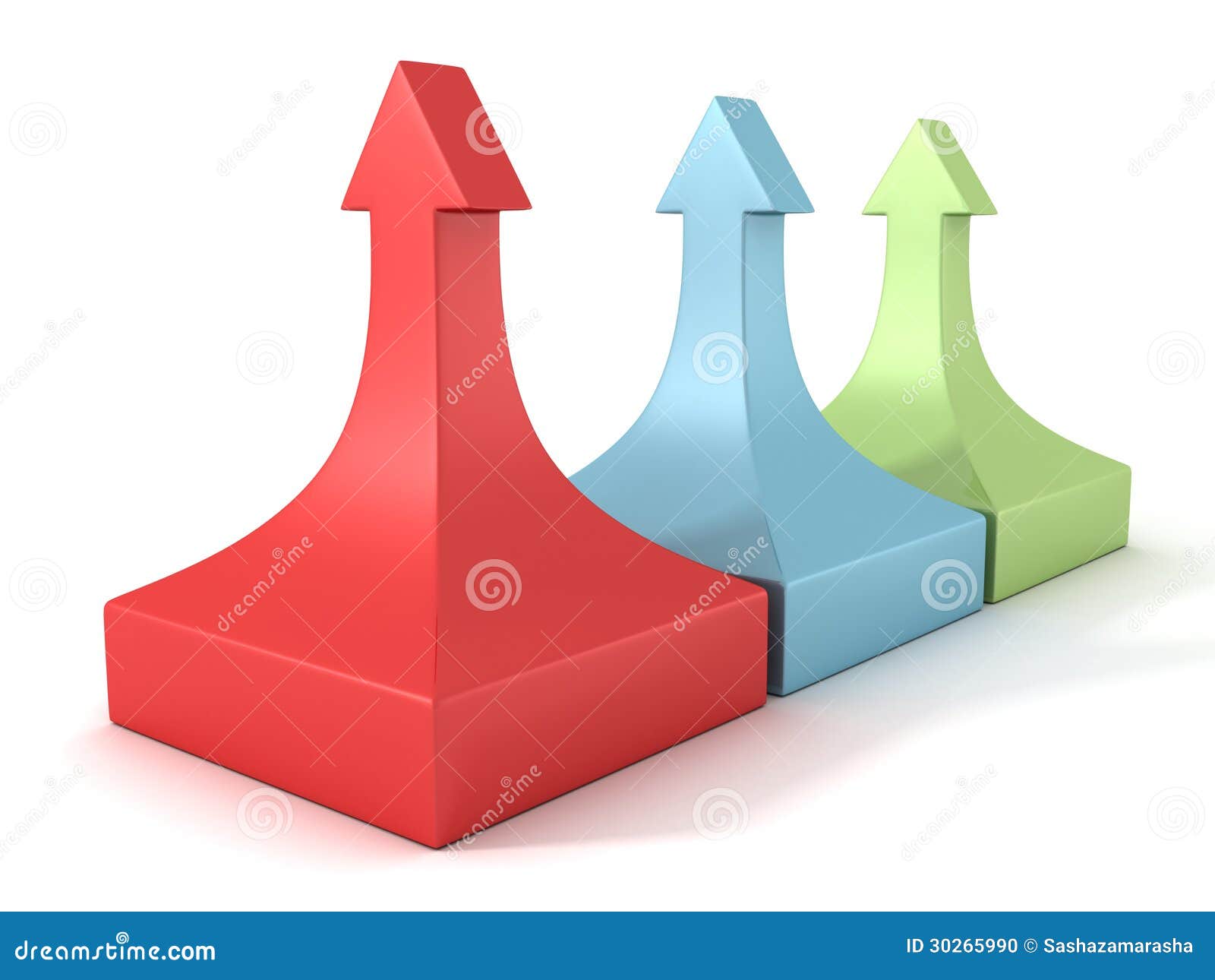 Three Colorful Rising Up Arrows on White Background Stock Illustration ...