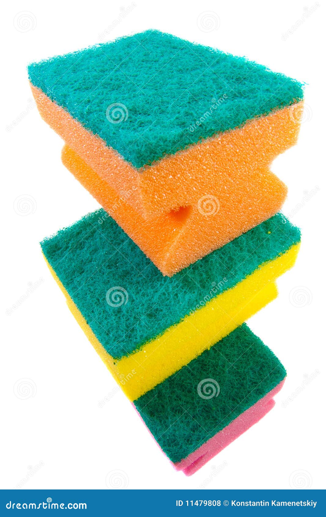 Three colorful sponges. stock photo. Image of padding - 11479808