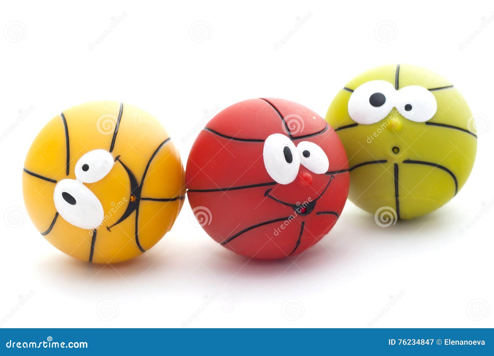 Three Colorful Toy Basketball Isolated on White Background Stock Image ...