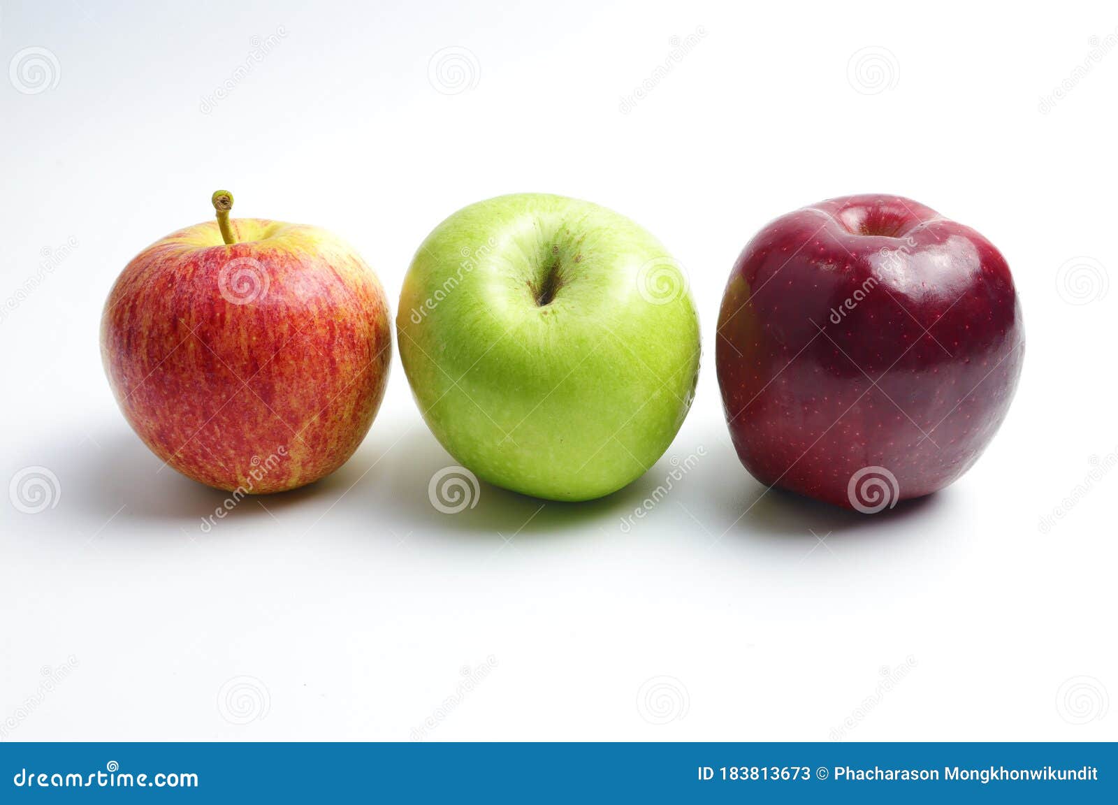 Three Colors of Apples on a White Background Stock Image - Image of ...