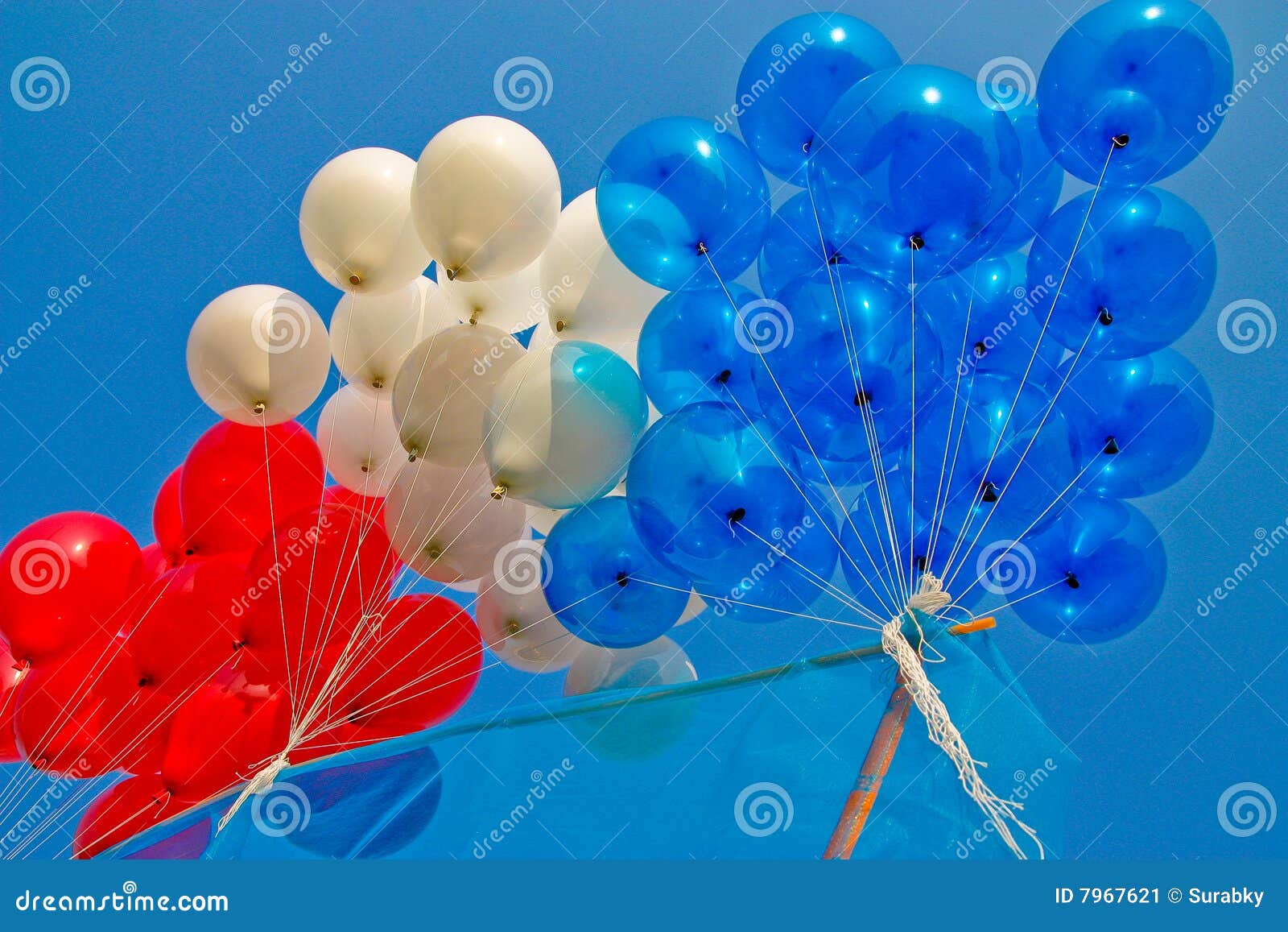 Three colors balloons. stock image. Image of blue, child - 7967621