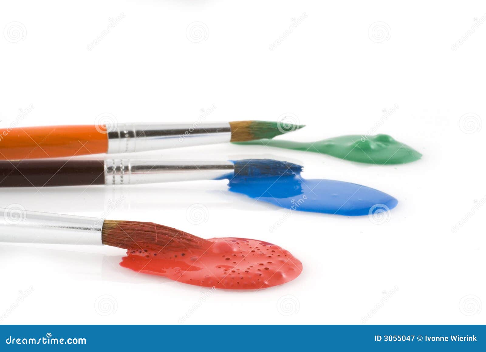Three colors with brushes stock image. Image of mess, painting - 3055047