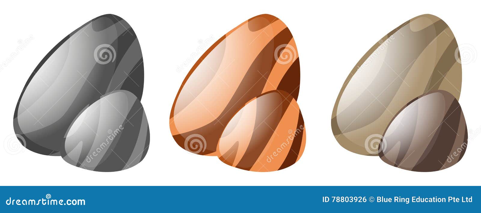 Three Colors of Pebble Rocks Stock Vector - Illustration of gray ...