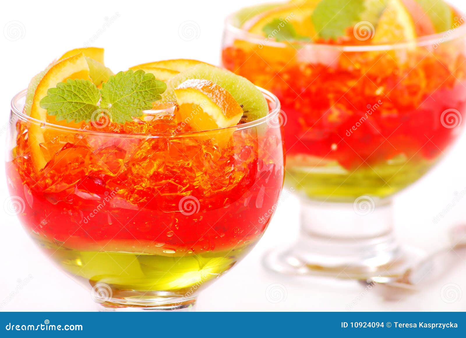Three Colour Jelly with Fruits Stock Photo - Image of appetite, taste ...