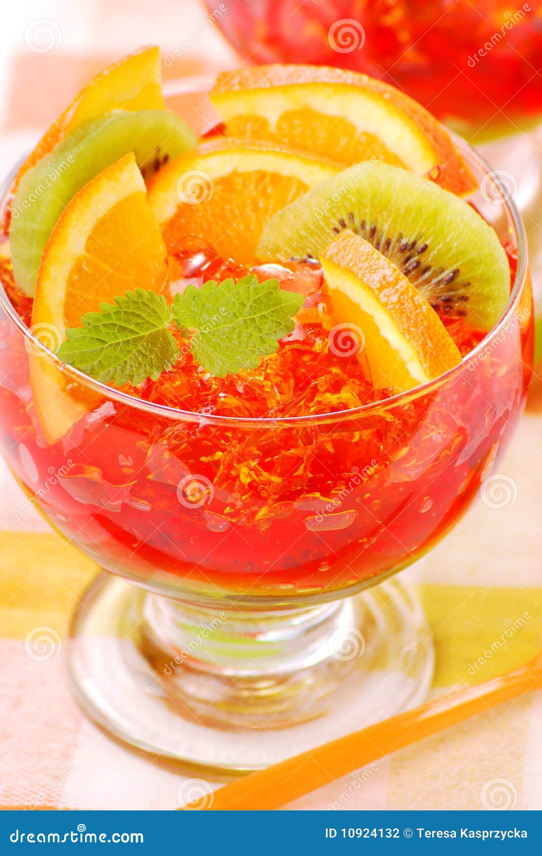 Three Colour Jelly with Fruits Stock Photo - Image of appetite, fruit ...