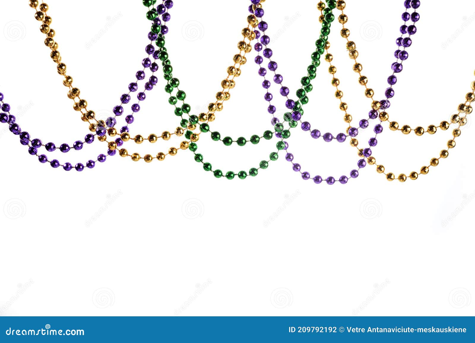 Three Colour Merdi Gras Beads Isolated on White Background Stock Photo ...