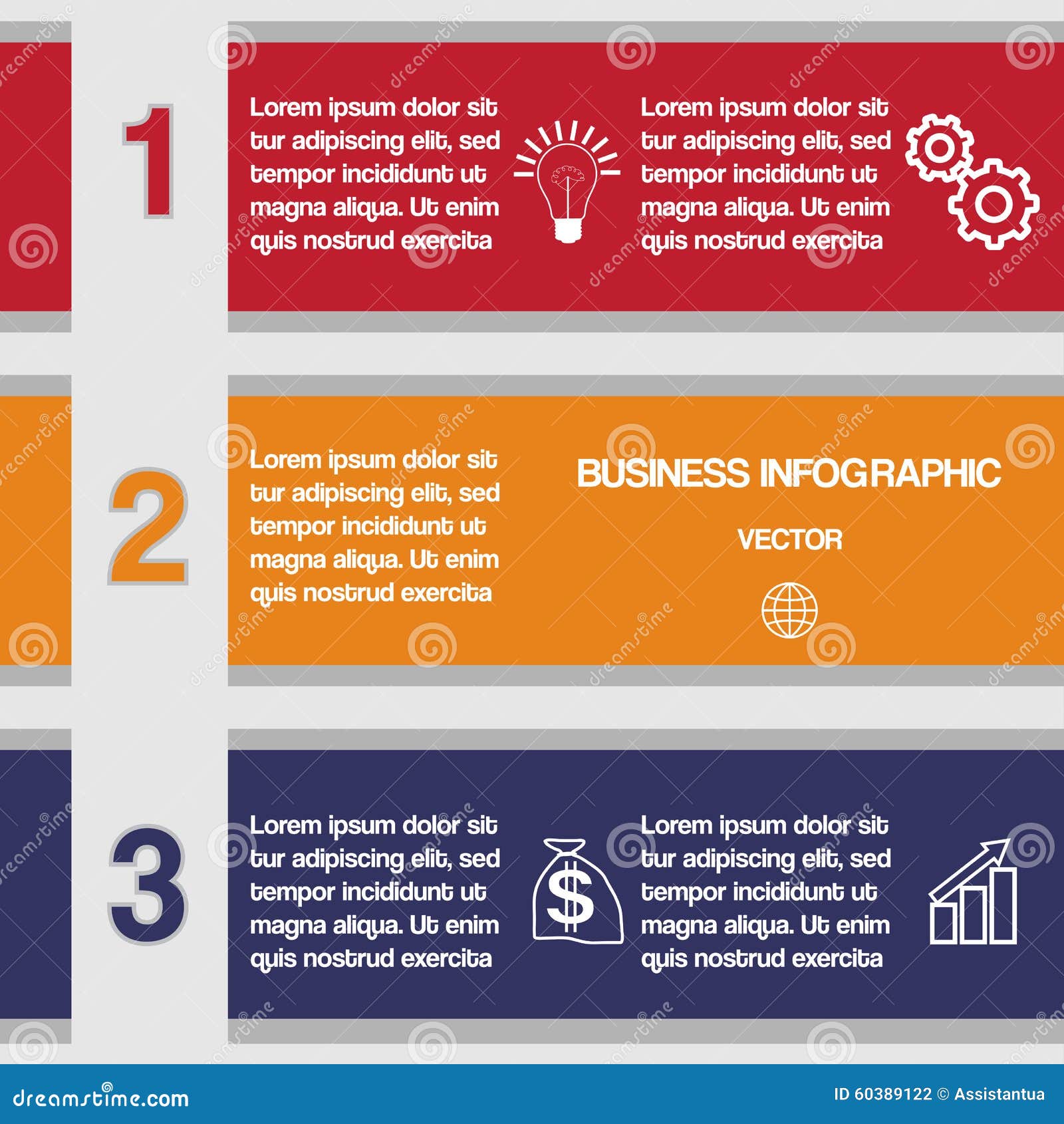 Three Colour Strips, Template for Infographics Stock Vector ...