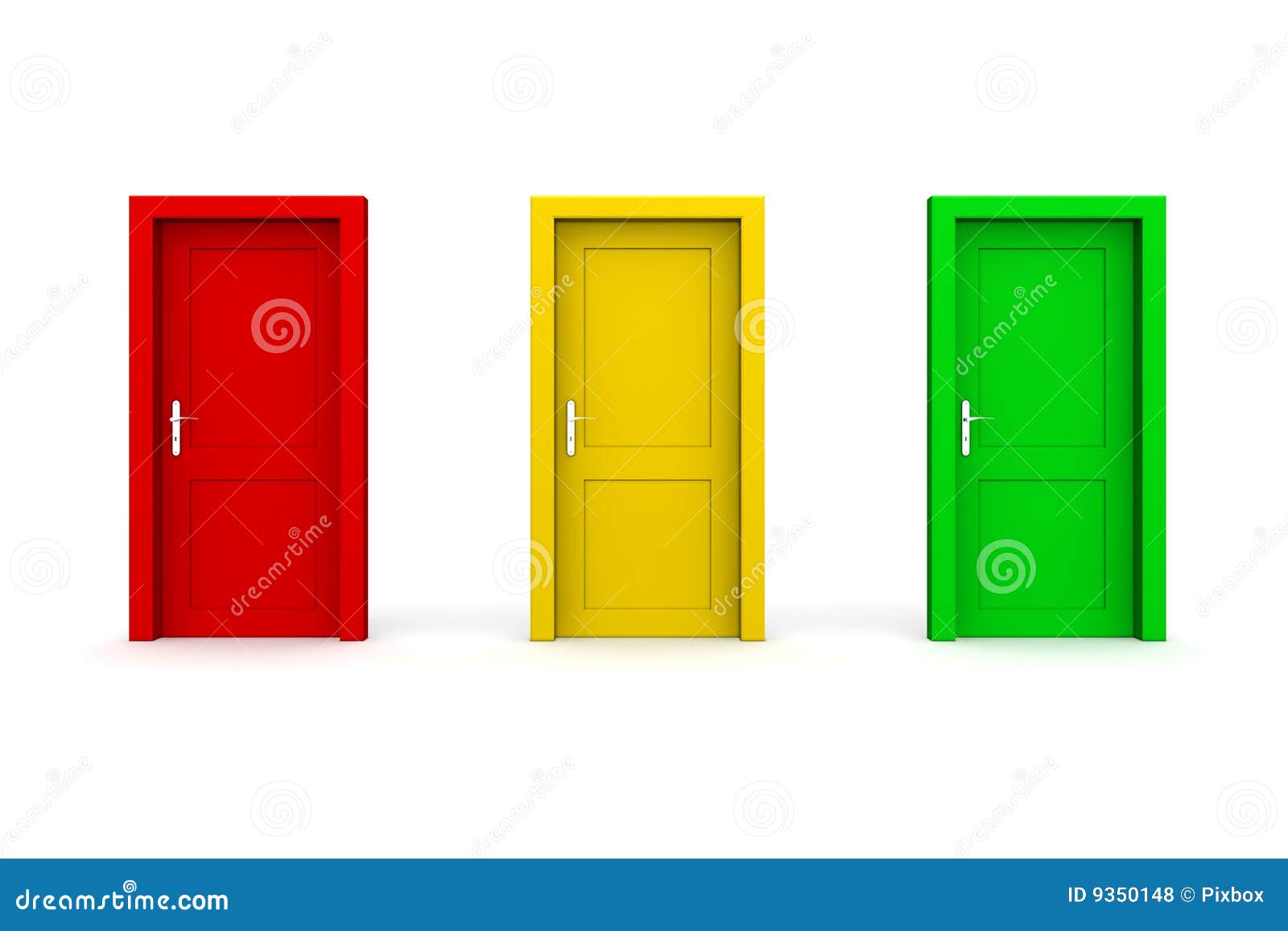 Three Coloured Doors - Red, Yellow, Green Stock Illustration ...
