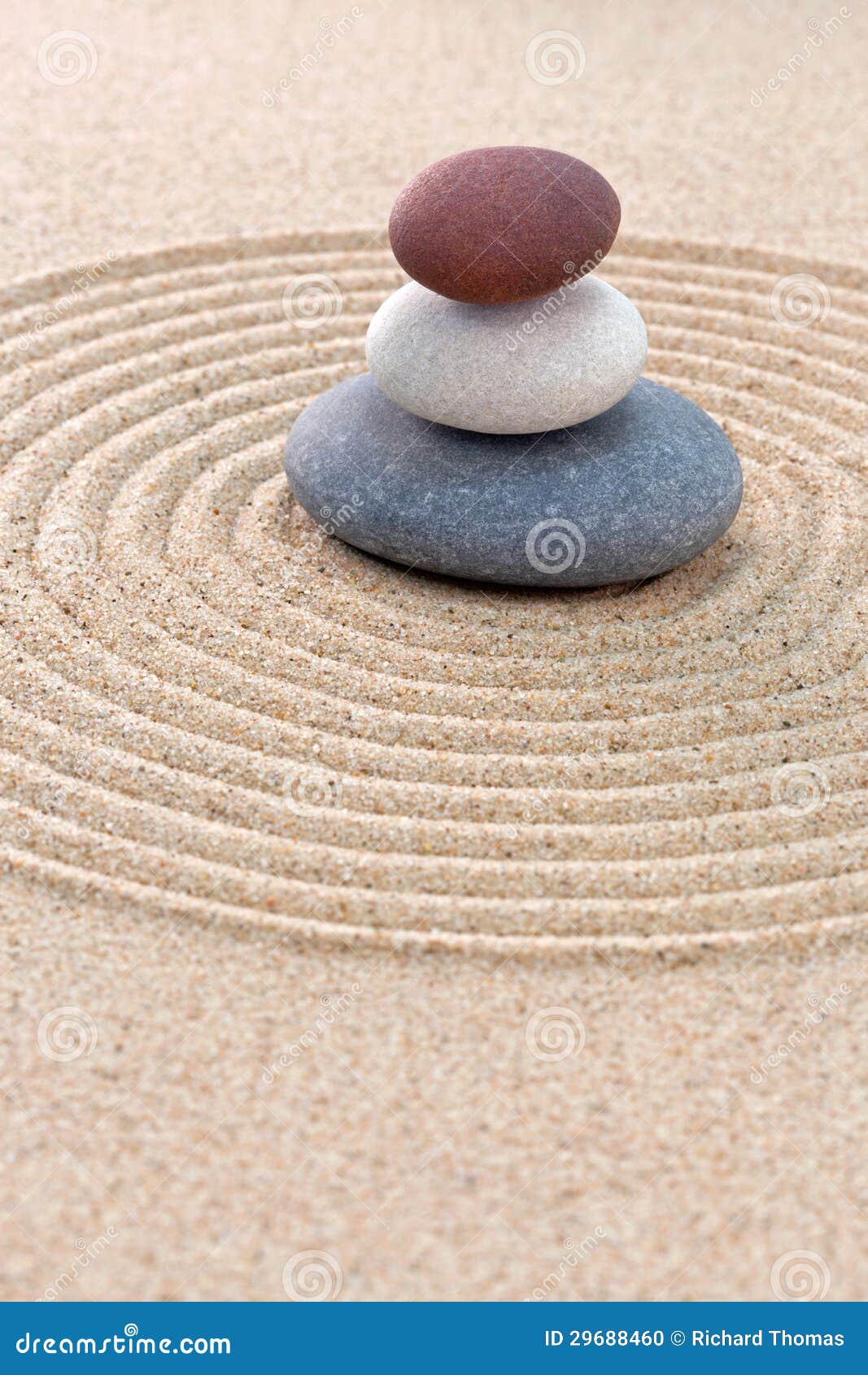Three Coloured Round Pebbles Zen Garden Stock Photo - Image of harmony ...