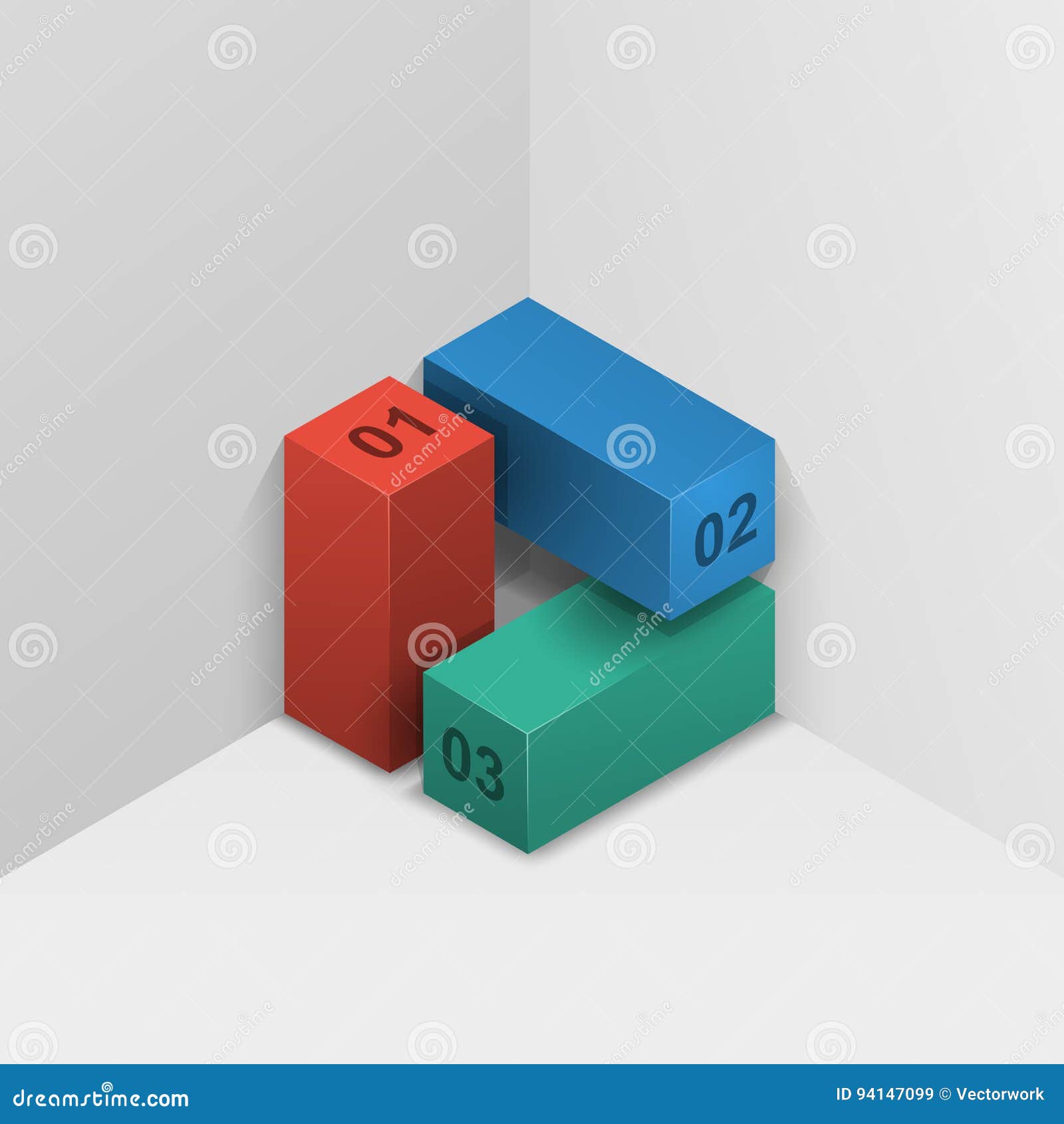 Three Column Infographics Data 3d Isometric Design Stock Vector ...