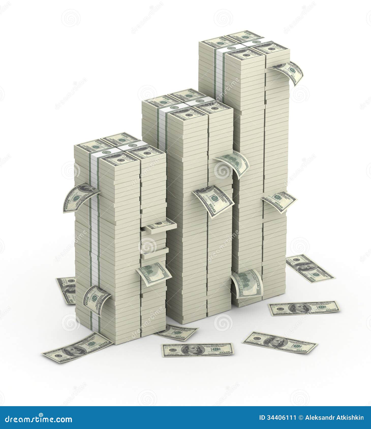 Three Columns of Dollars Money Packs Stock Illustration - Illustration ...